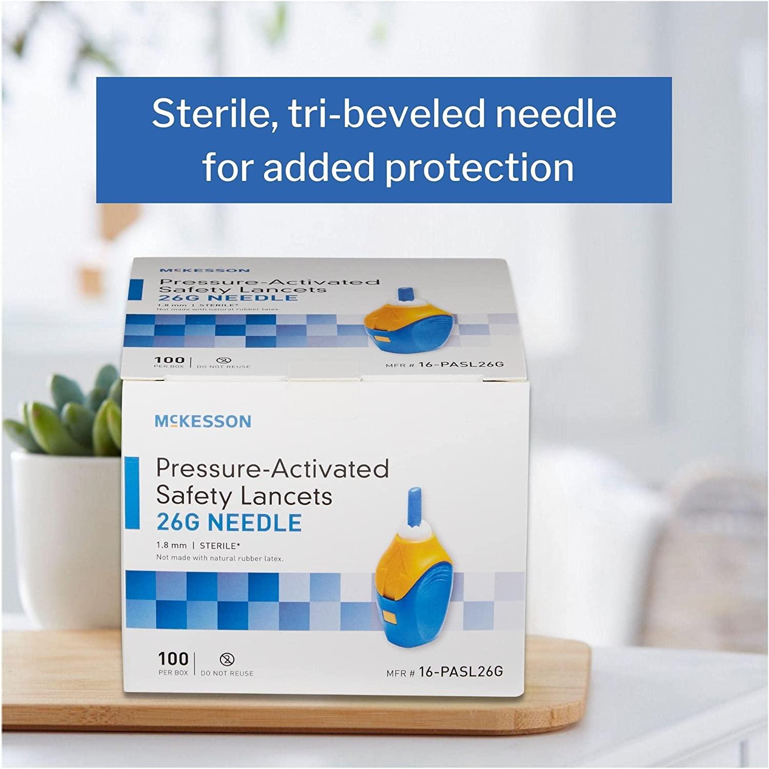 McKesson Safety Lancets 26G Needle 1.8mm 100ct Sterile - Pressure ...