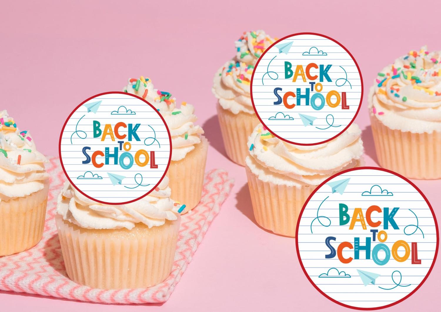 edible 20 x 5cm BACK TO SCHOOL cupcake toppers uncut (wafer paper) Rice ...