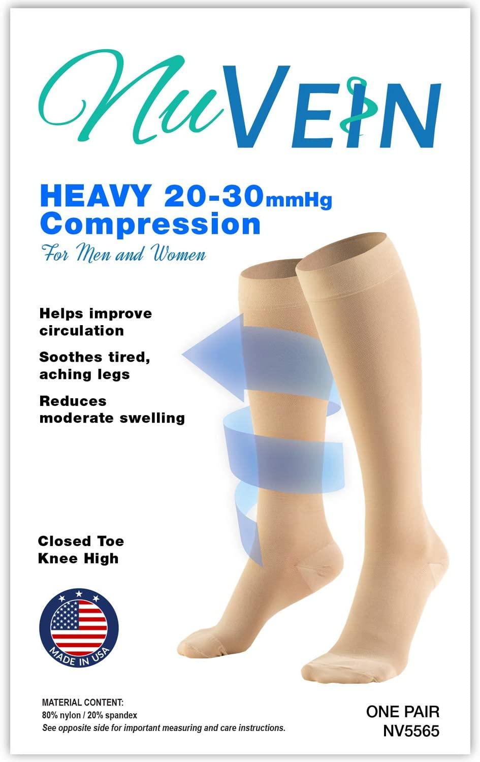 NuVein Medical Compression Stockings 20-30 mmHg Knee Length Support for ...