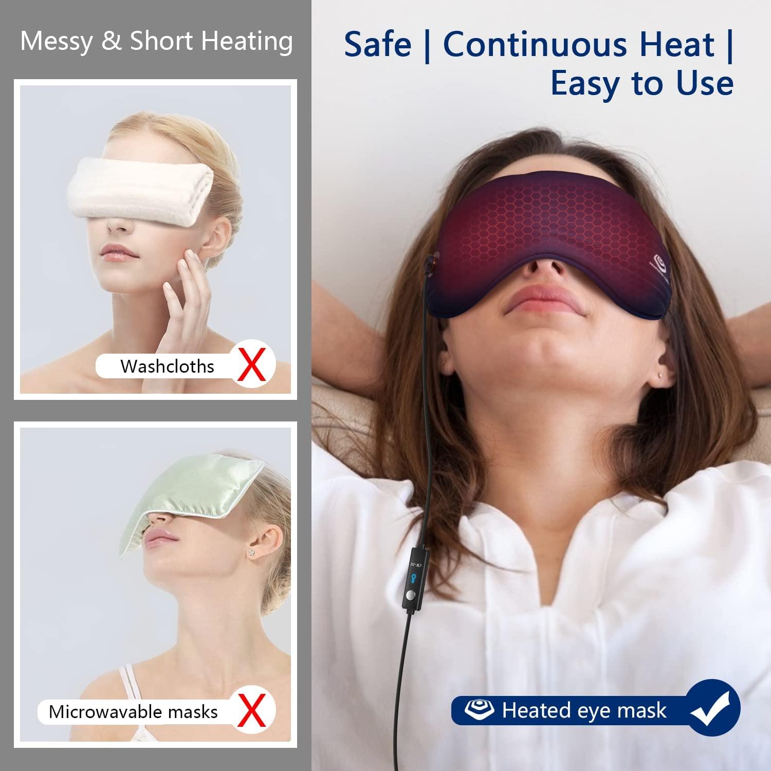 Heated Eye Mask for Dry Eyes - 100% Silk Sleep Mask with Adjustable ...