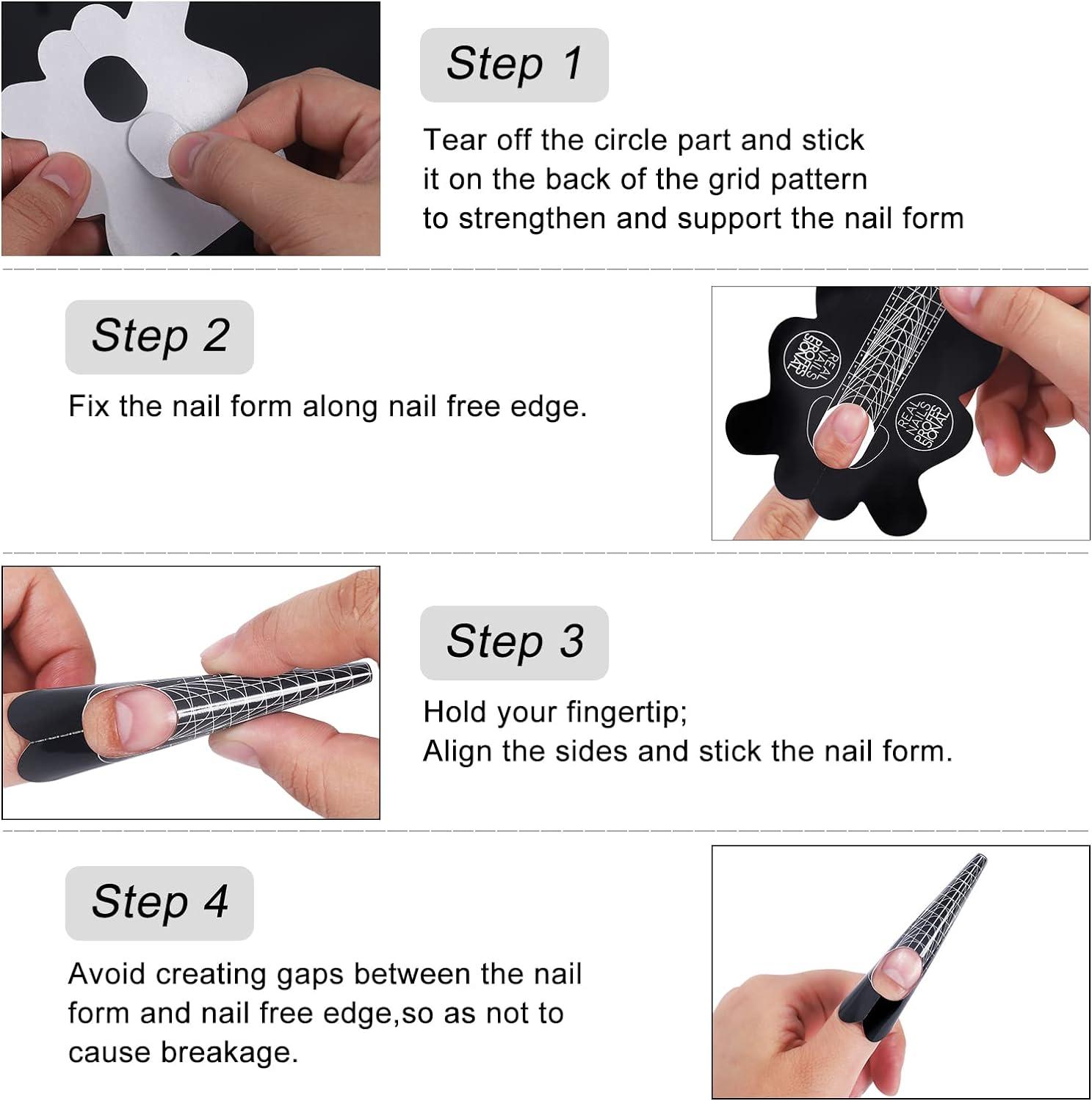 BNG 100 Pcs Square Nail Forms - French Acrylic UV Gel Tips & Stencil ...