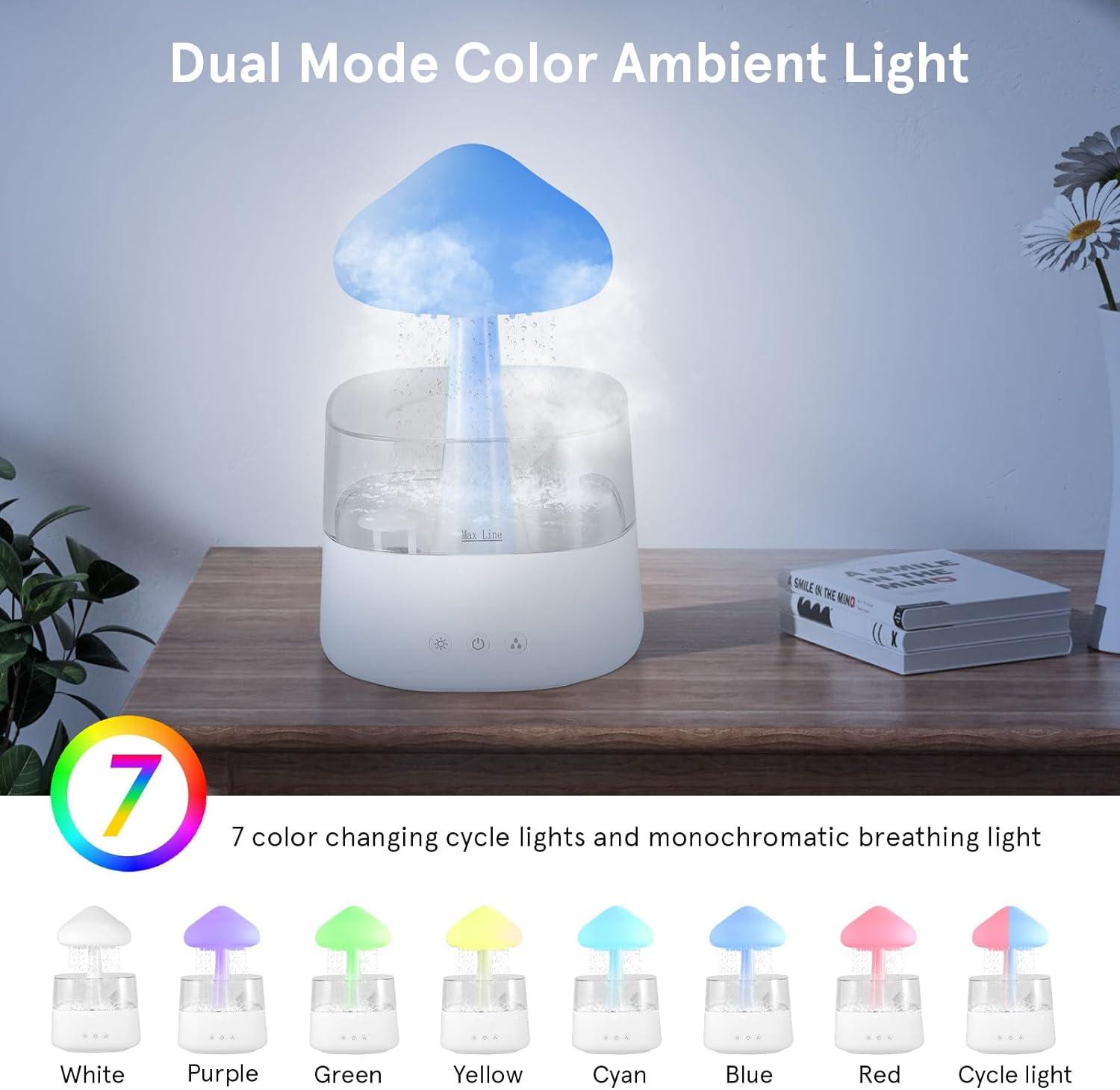 450ml Rain Cloud Humidifier with Night Light & Timer - White ...
