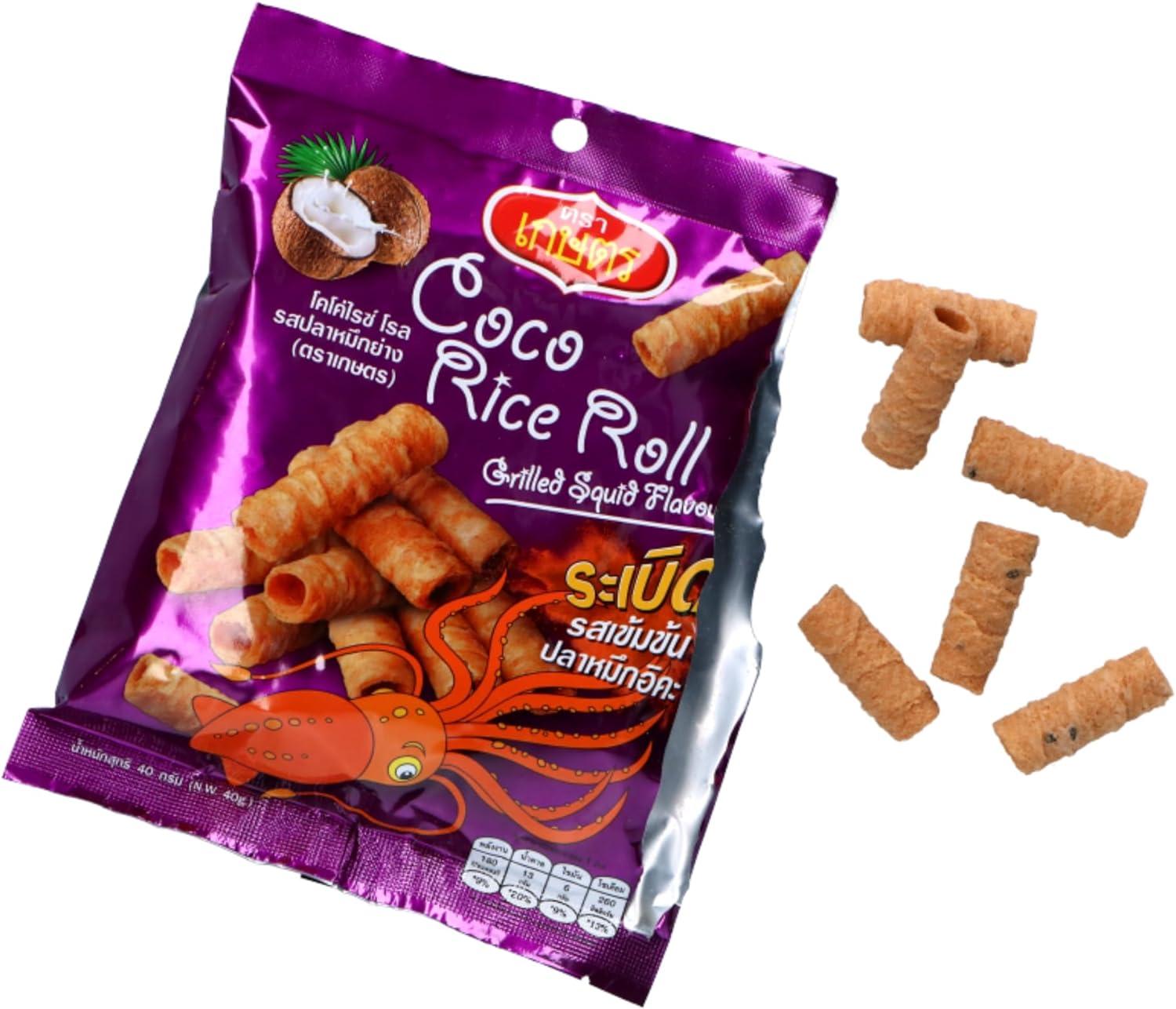 Kaset Coco Rice Roll Grilled Squid Flavour 40g