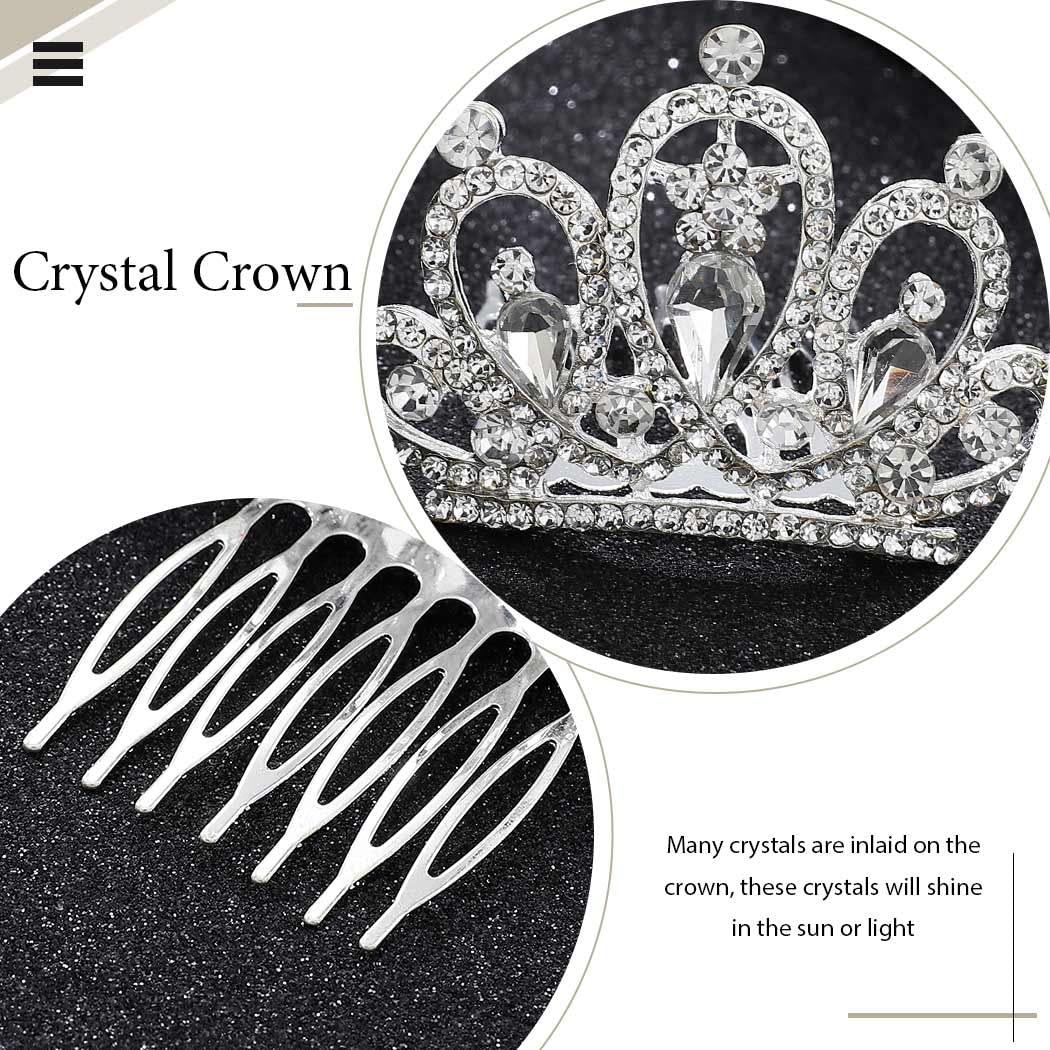 Brinie Mini Blue Crystal Tiara Bridal Hair Comb Clip - Princess Crown ...