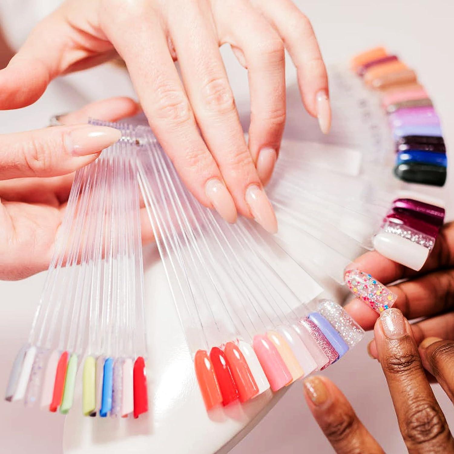 WYOMER 300 pcs Fan-shaped False Nail Swatch Sticks - Nail Polish ...