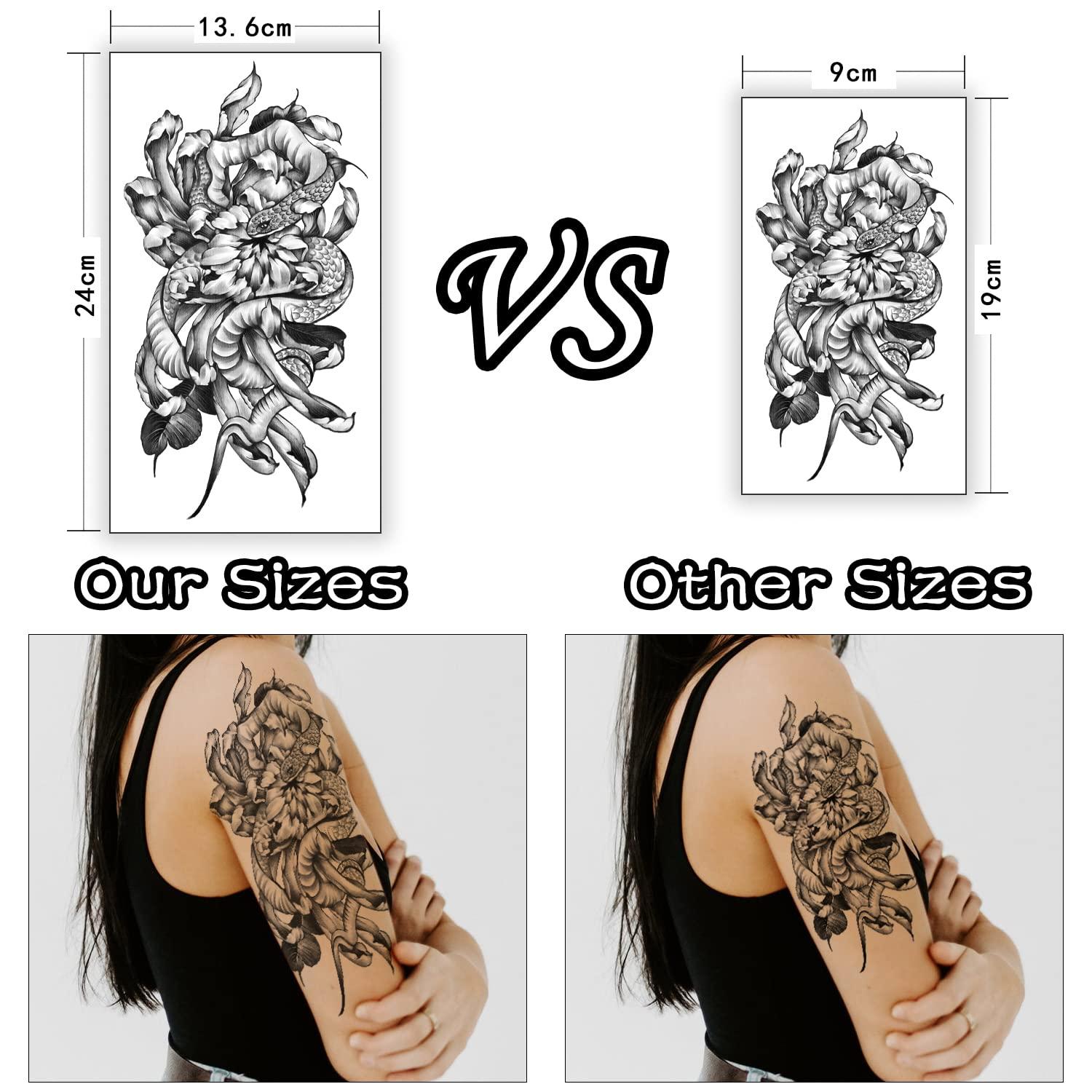 Metuu 3D Waterproof Temporary Tattoos Stickers - Black Flowers Crown ...