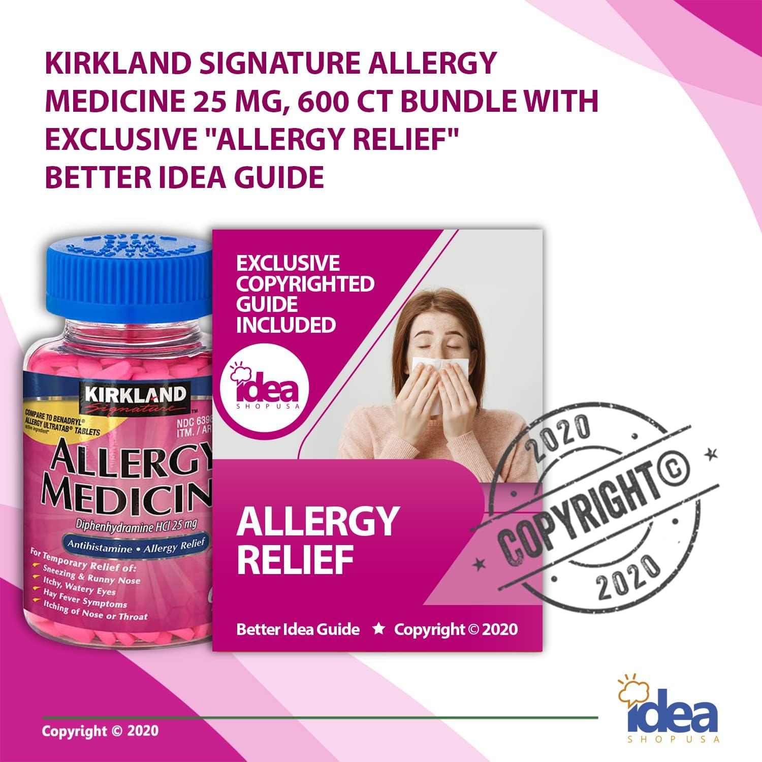 Kirkland Signature Allergy Medicine 25 mg 600 Ct Bundle + Exclusive ...