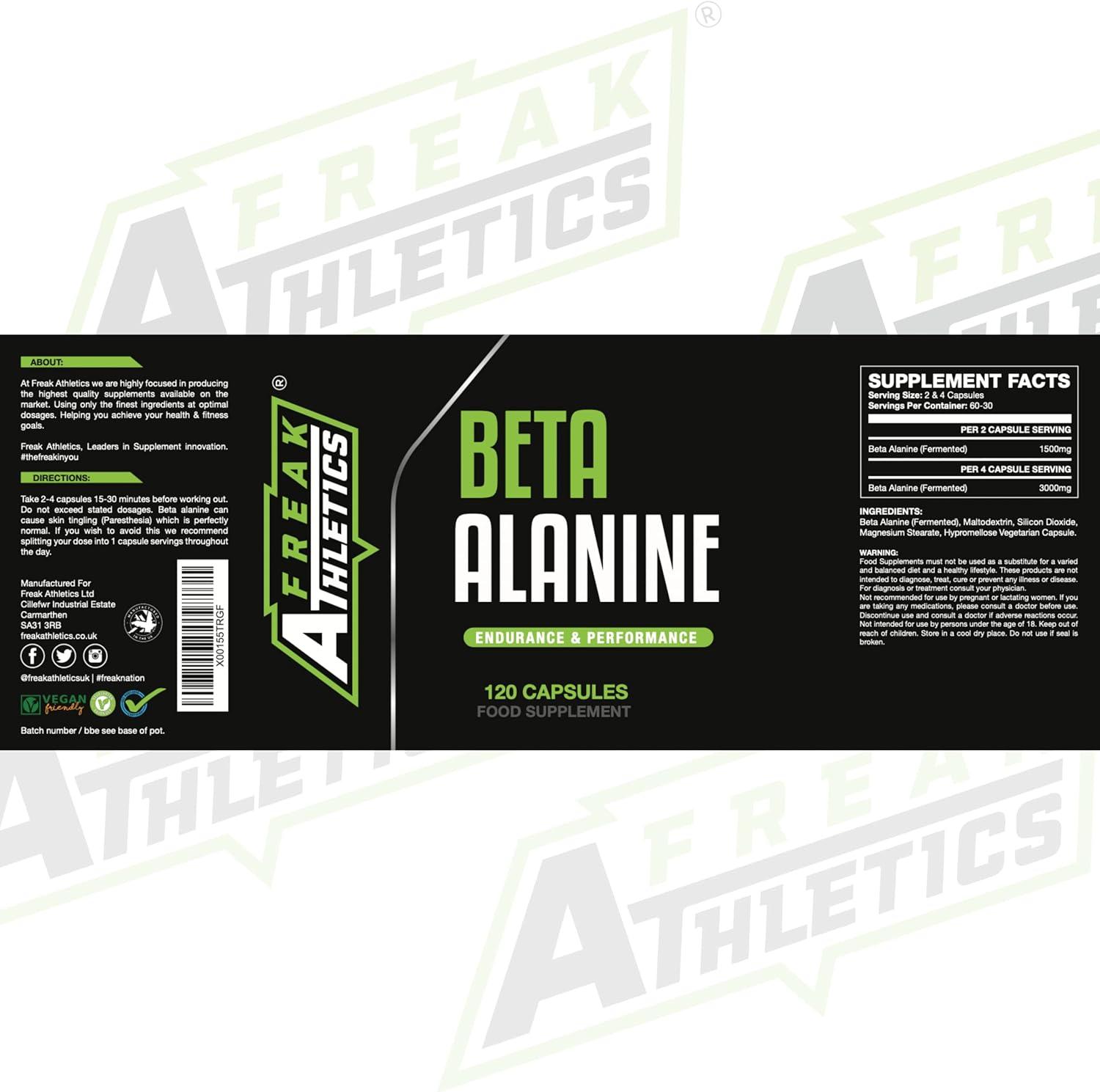 Beta Alanine 1500mg - 120 Capsules Amino Acid Supplement for Men ...