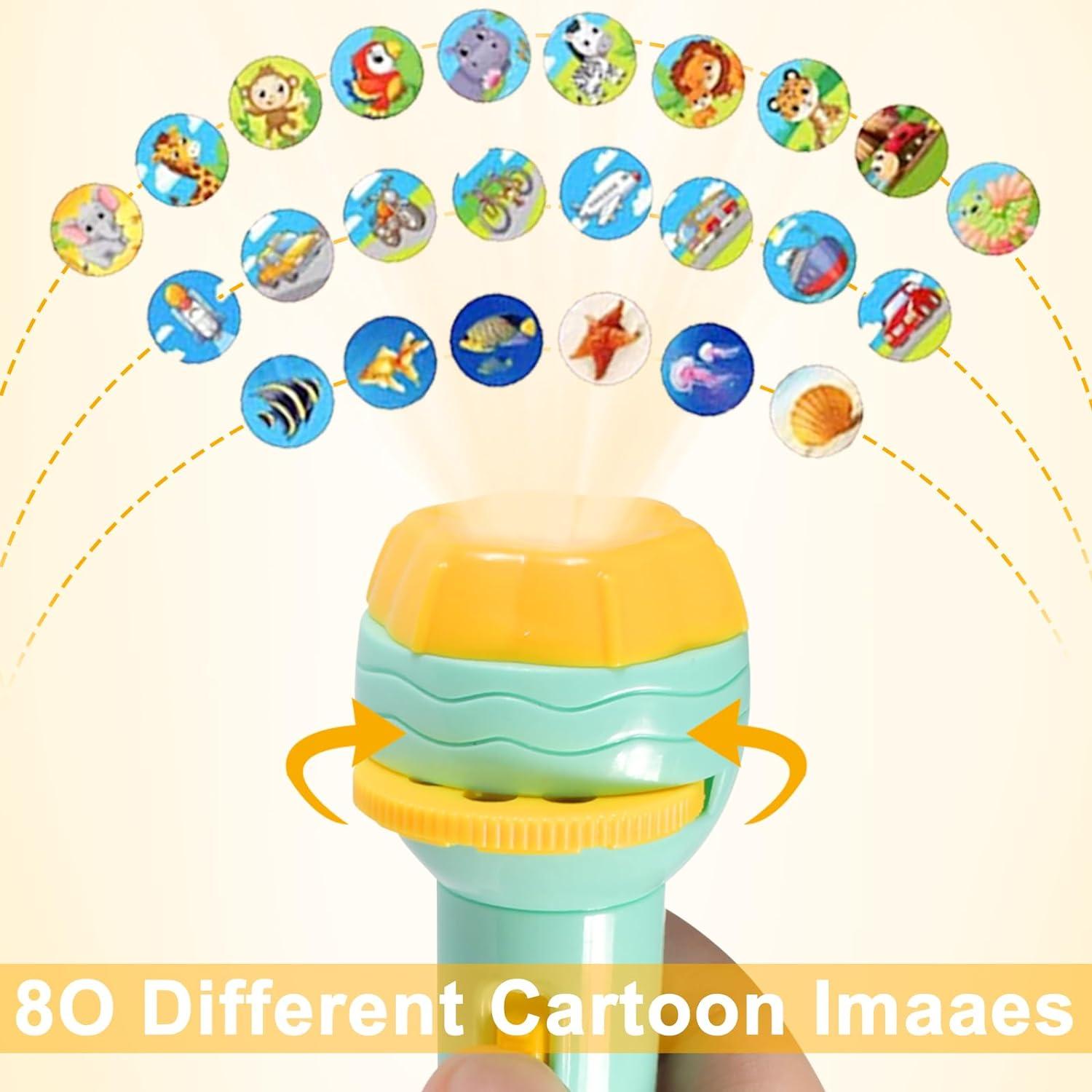 2-Pack Children's Projector Flashlight - 80 Animal Patterns & Dino Toys ...