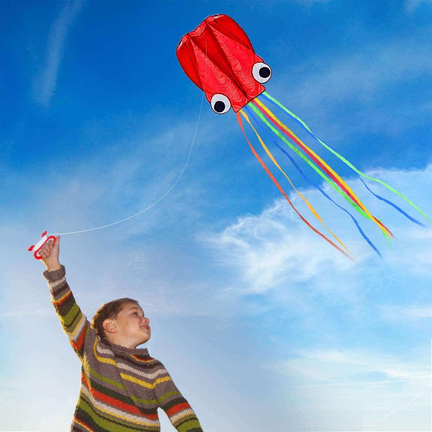 SINGARE Large Octopus Kite - Easy Fly Beach Kite for Kids and Adults ...