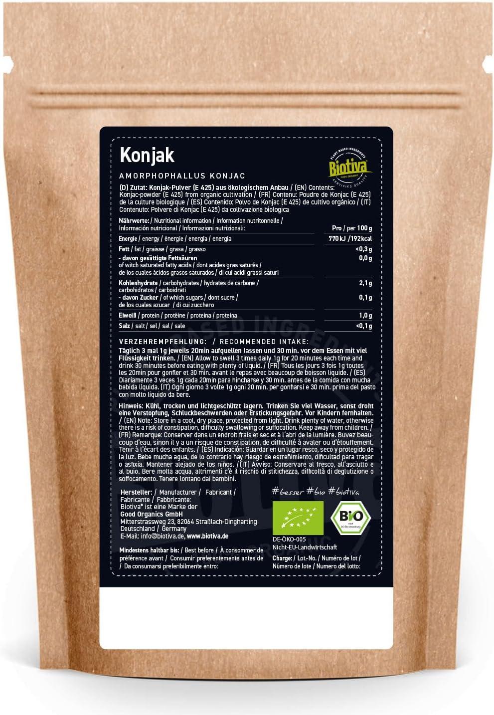 Biotiva Konjac Powder Organic 250g - Glucomannan Supplement - 100% ...