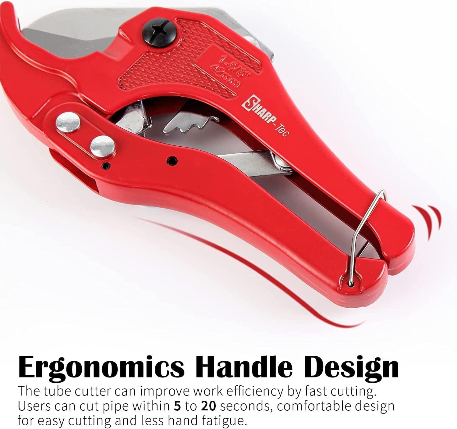 Sharp-tec PVC Tube Cutter - One-Hand Operated 3-42mm Pipe Slice in Red ...