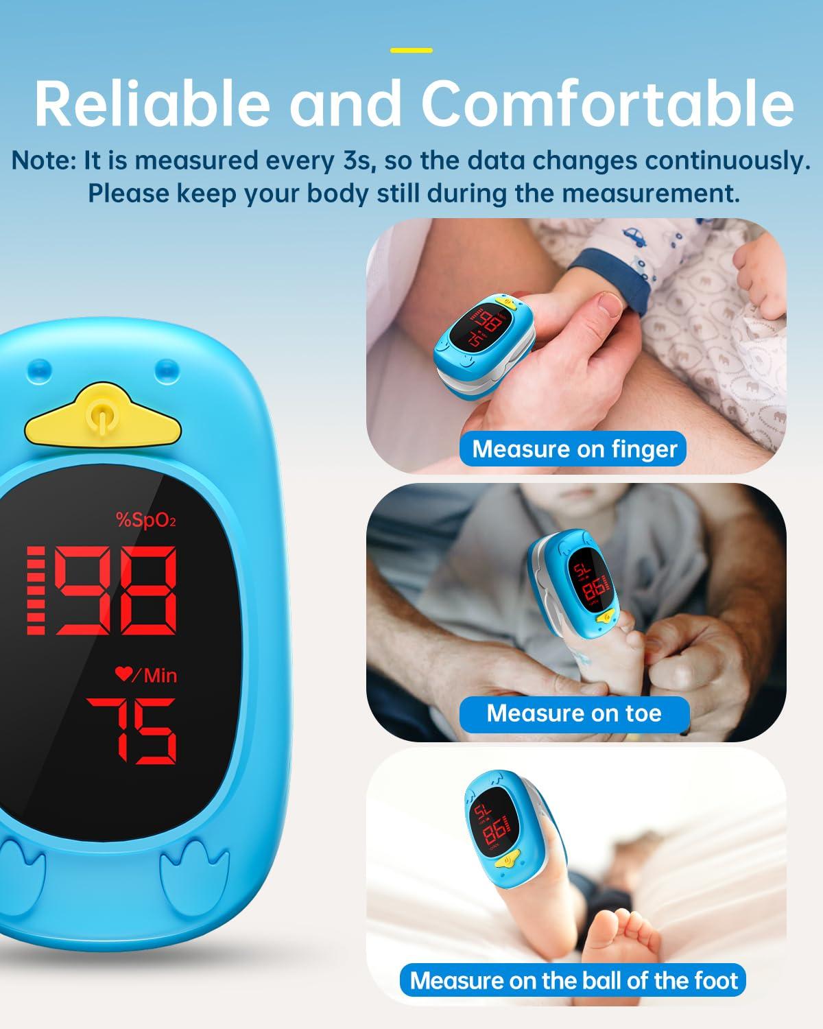 HOLFENRY Pediatric Pulse Oximeter for Kids Over 2 - Oxygen & Heart Rate ...