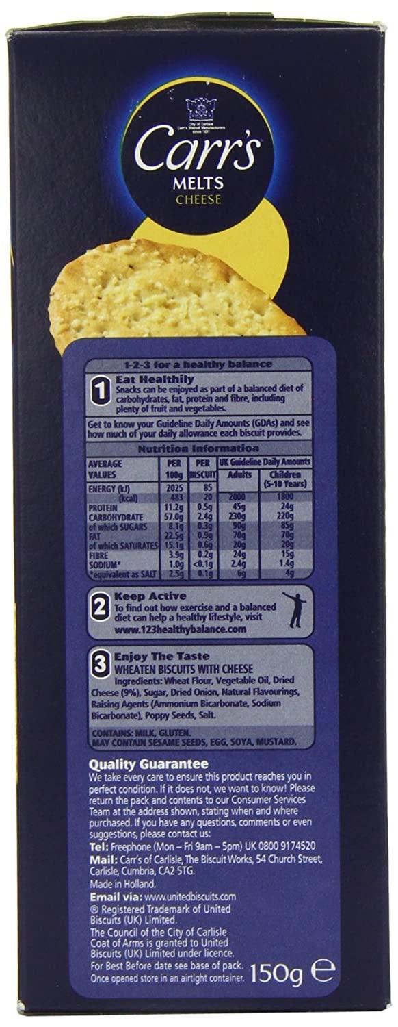 Carr's Cheese Melts 150g - Crispy and Cheesy Snack | Buy Online | Buy ...