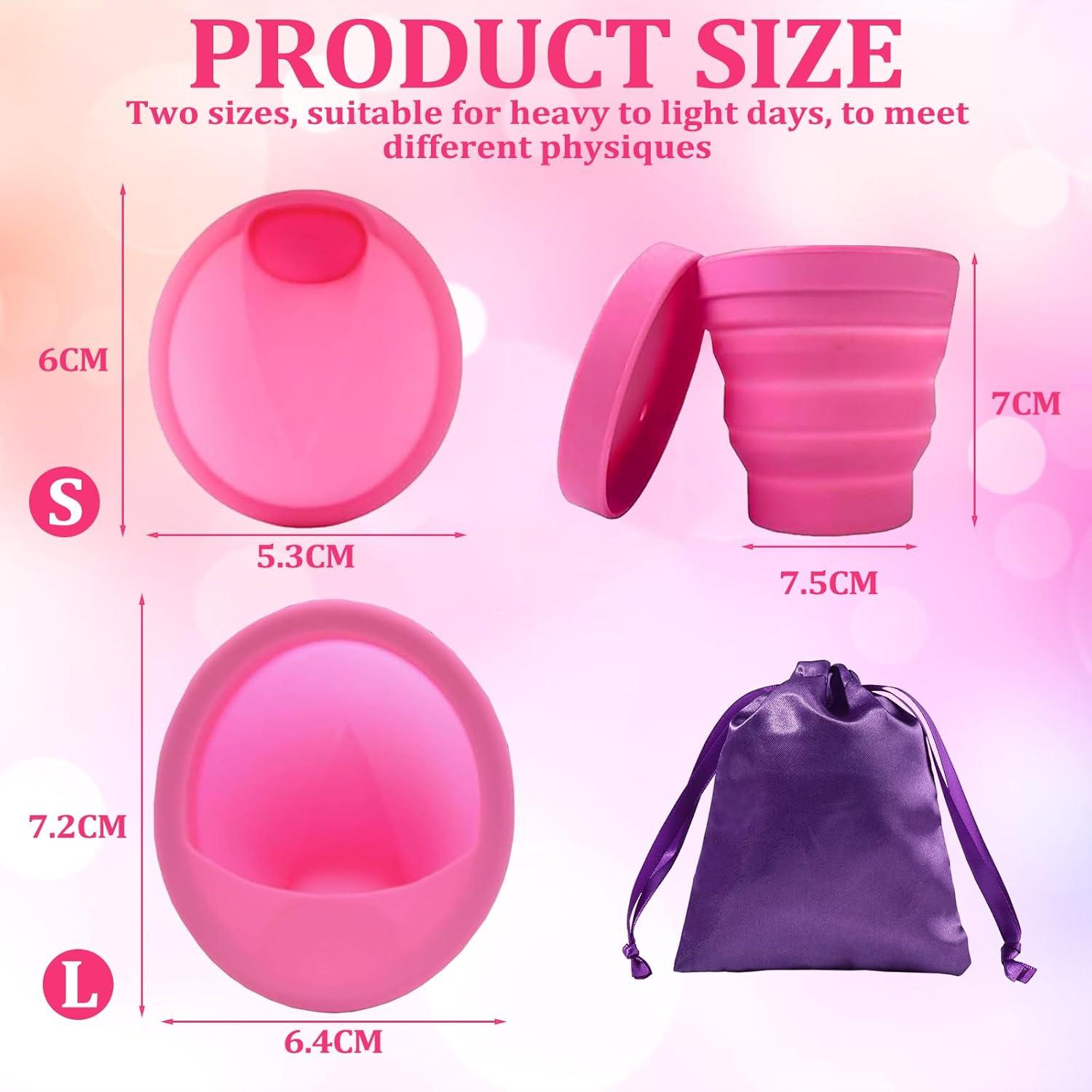 Menstrual Cup Set 2 Reusable Cups (S+L) & Disc with Folding Storage Bag ...