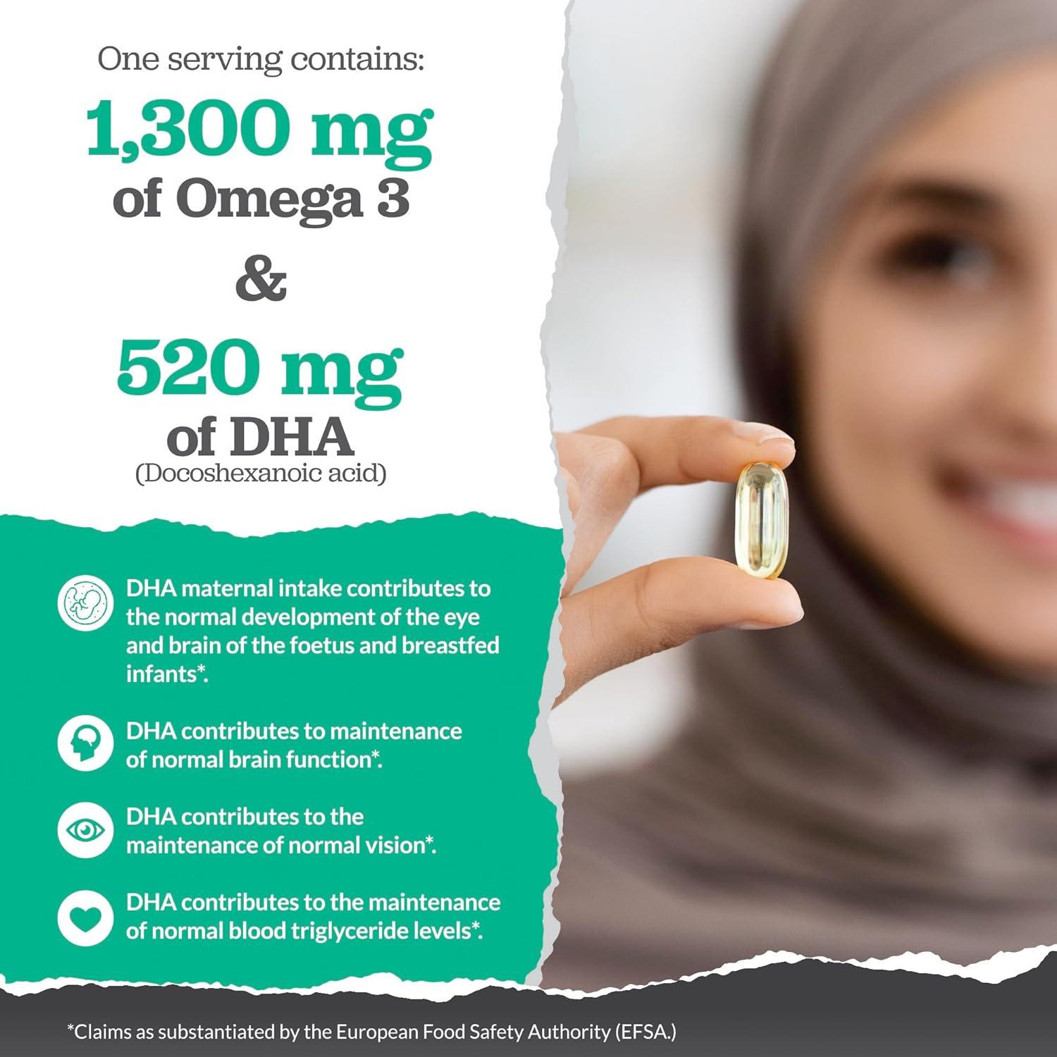 Vegan Omega 3 Algae Oil 1300mg - High Strength DHA - 90 Vegan Softgels ...