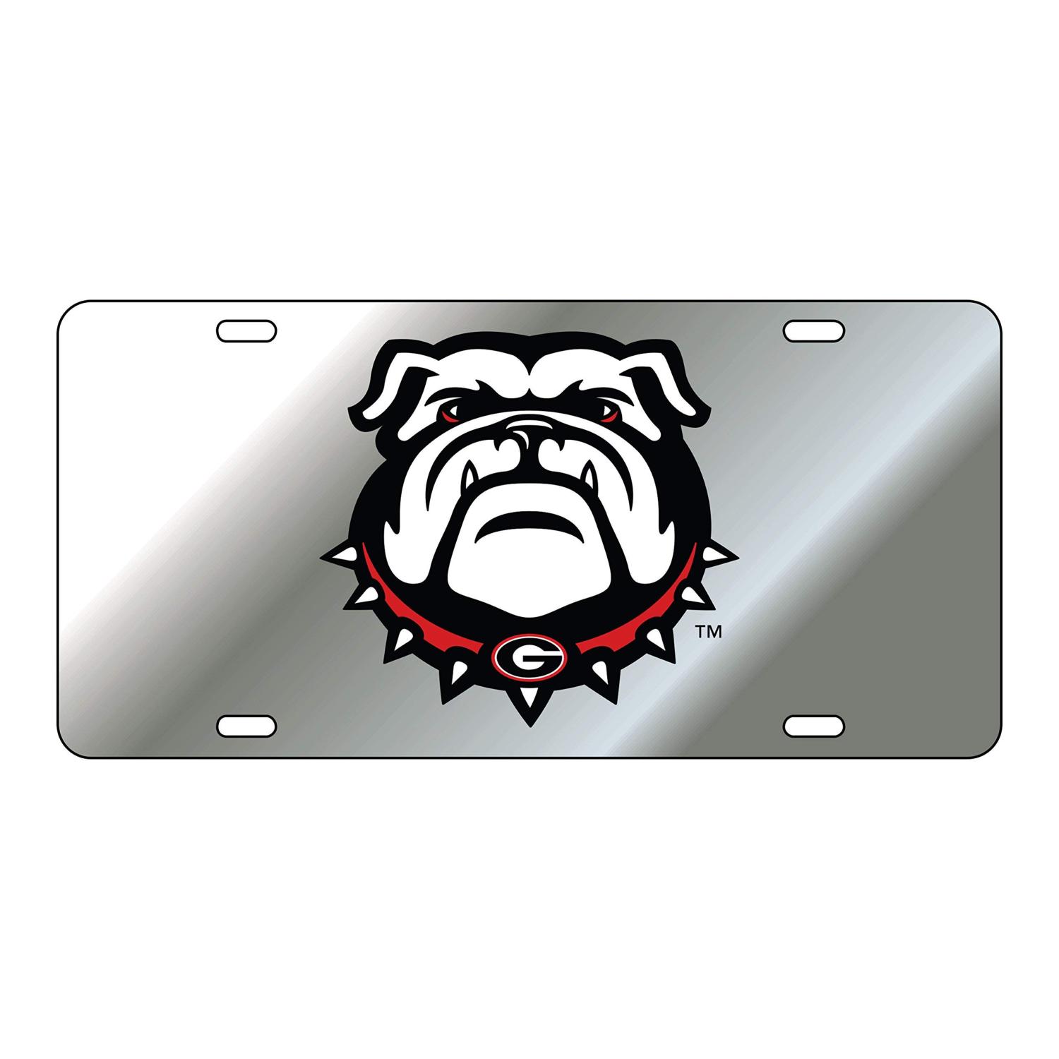 Georgia Bulldogs New Bulldog Logo Laser License Plate Tag - Silver ...