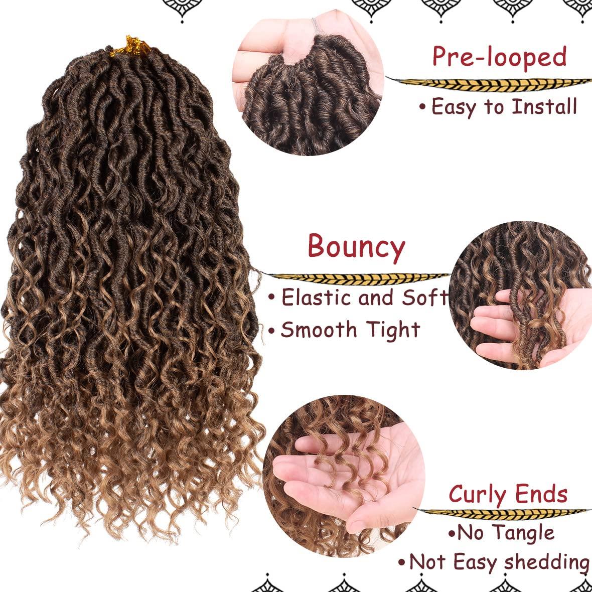 14 Inch Boho Faux Locs Goddess Locs Pre-Looped Soft Crochet Hair T27 ...