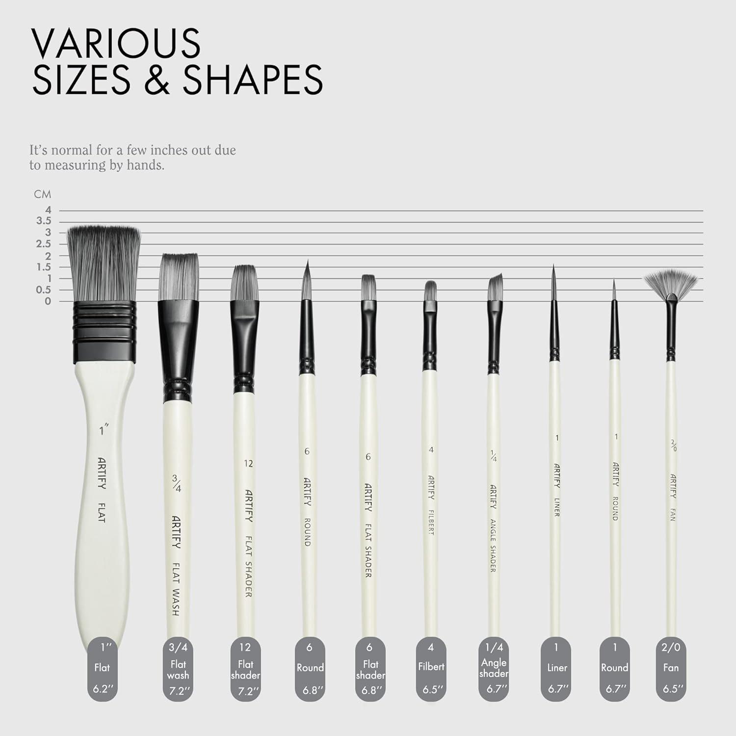 ARTIFY 10 Pieces Paint Brush Set Intermediate Series Includes a ...