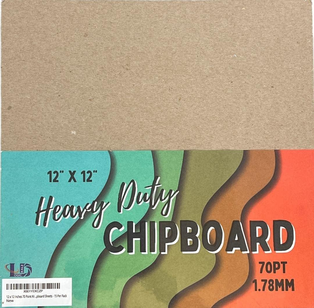 12 x 12 Inches 70 Point Kraft Heavy Duty Chipboard Sheets - 15 Per Pack ...