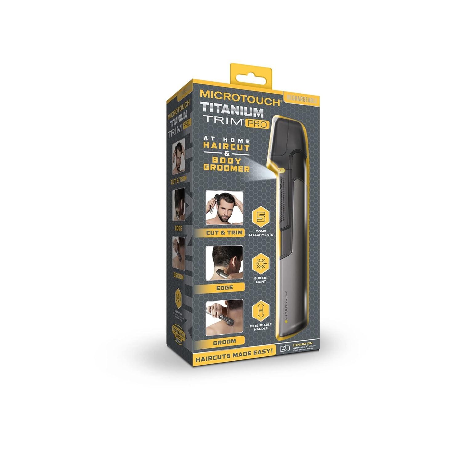 Micro Touch Titanium Trim PRO - Rechargeable Lighted Hair Cutting Tool ...