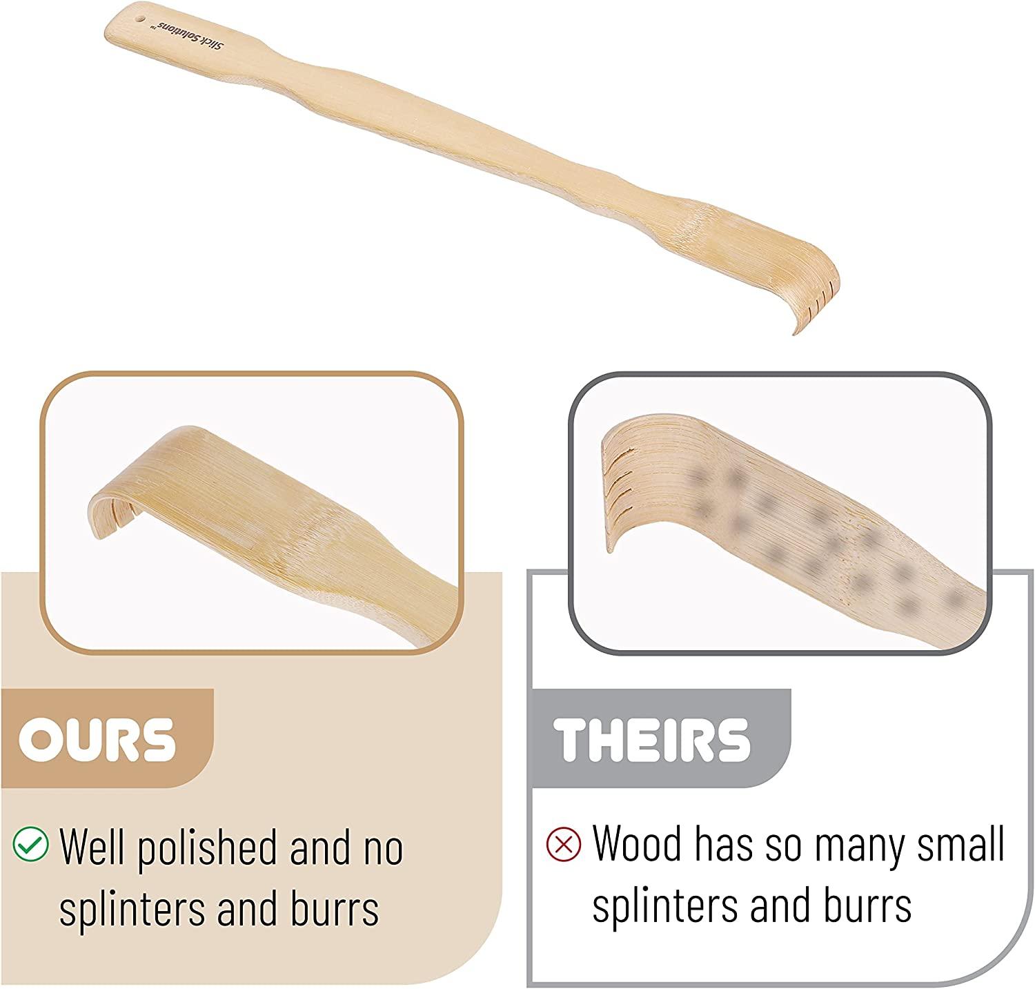 Slick Bamboo Back Scratcher Set - 16.5 Long Handle for Men and Women ...