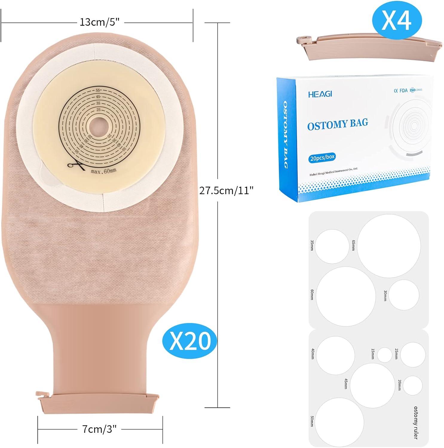 20 Pack Colostomy Bags One Piece Ostomy Bag with Clamp Closure | 15mm ...