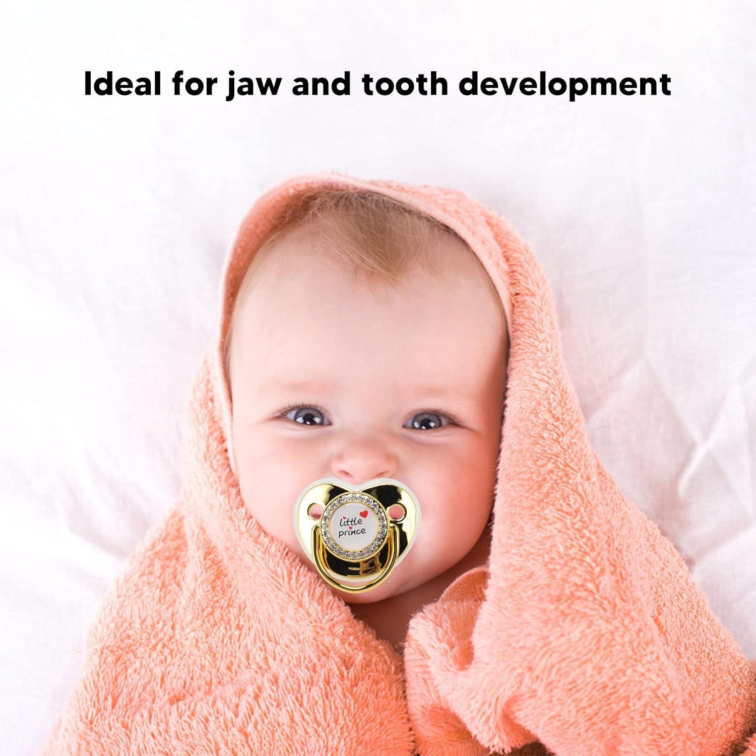 Luxury Baby Pacifier - Portable Gold Bling Silicone Nipple with Chain ...