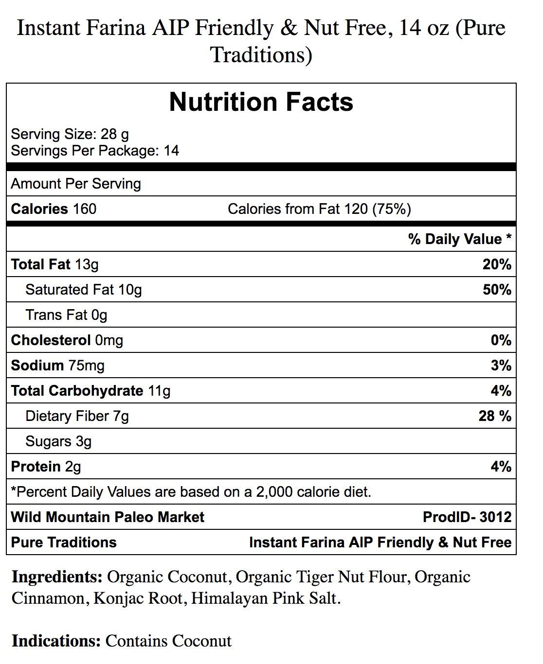 Instant Farina AIP Friendly Certified Paleo Gluten & Grain Free (14 ...