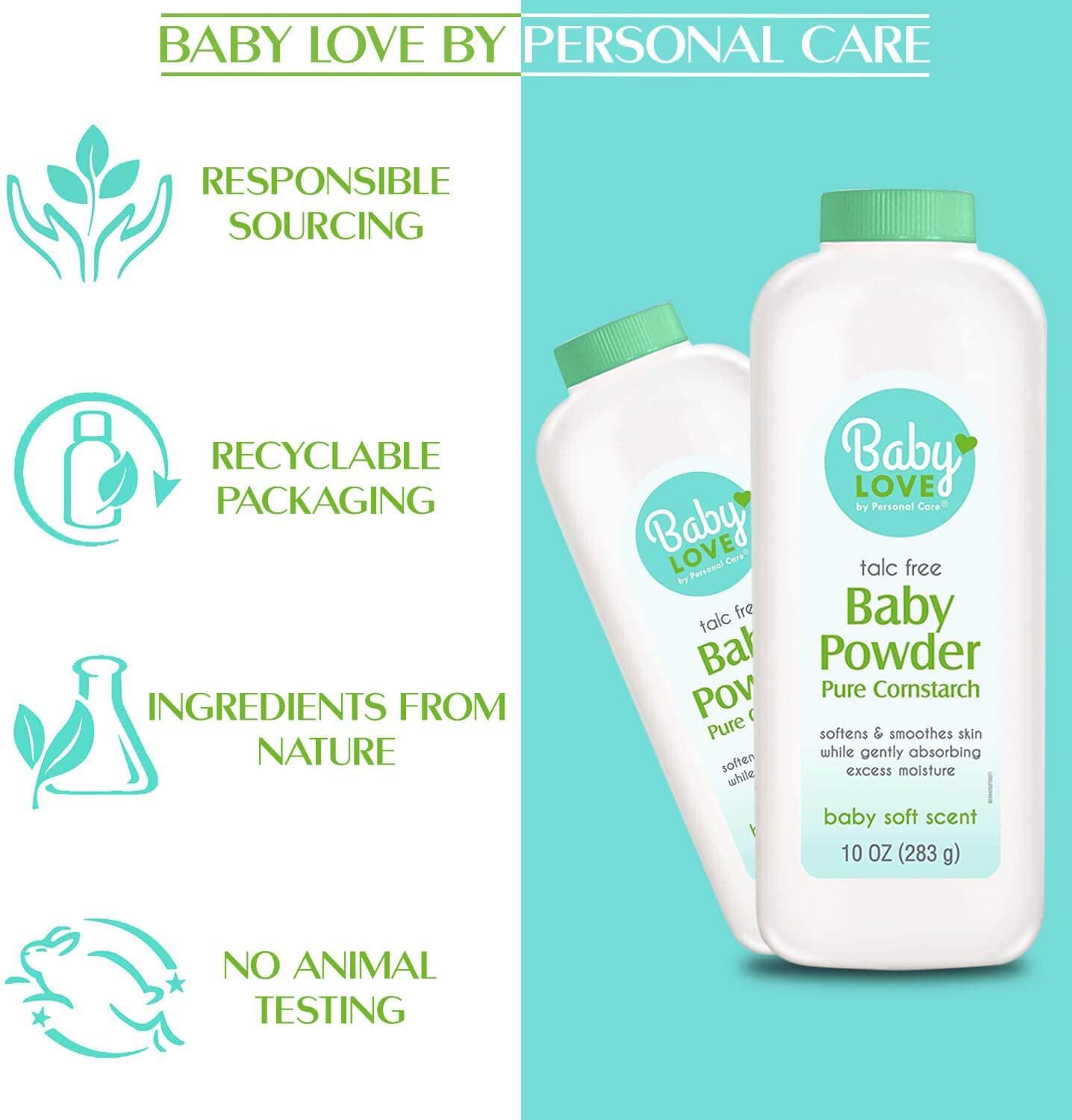 Organic Baby Powder: Pure Cornstarch - 10 oz | Gentle & Safe for ...
