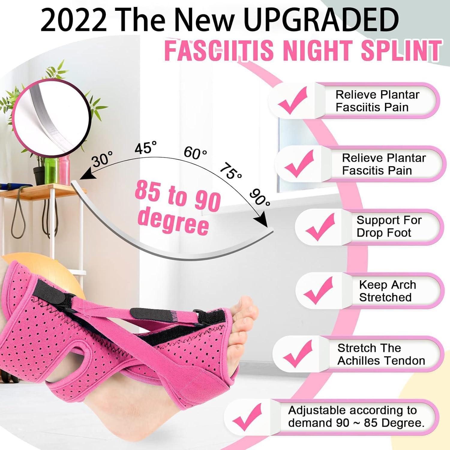 Derjly Plantar Fasciitis Night Splint - Adjustable 3-Strap Relief Soft ...