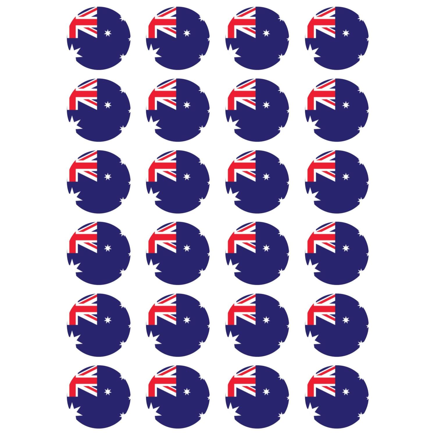 24 x Australia Flag Edible Wafer or Icing Cupcake Topper Fun Country ...