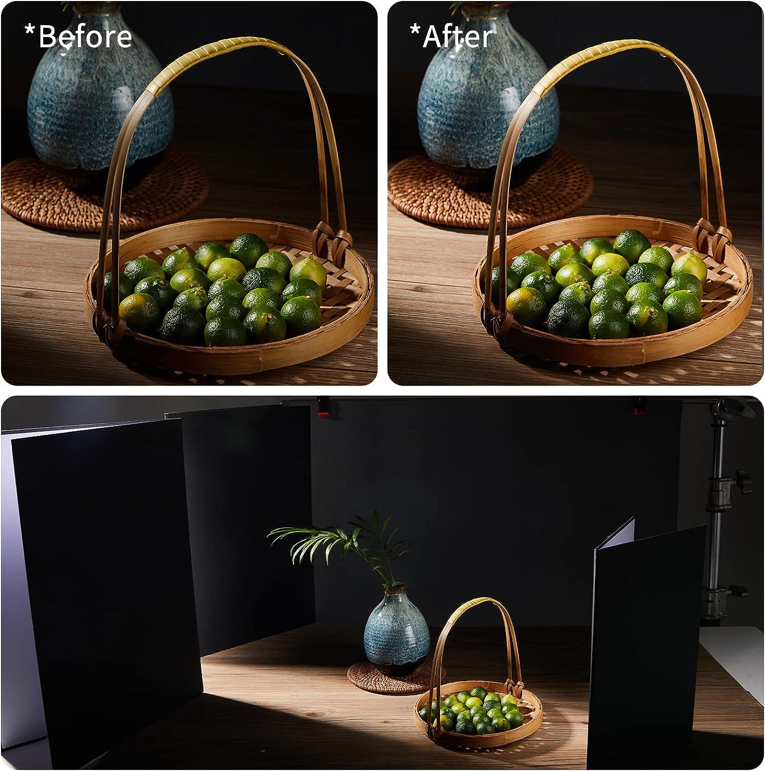 BEIYANG 4 in 1 Cardboard Light Reflector Set - 12x8 in White Black ...