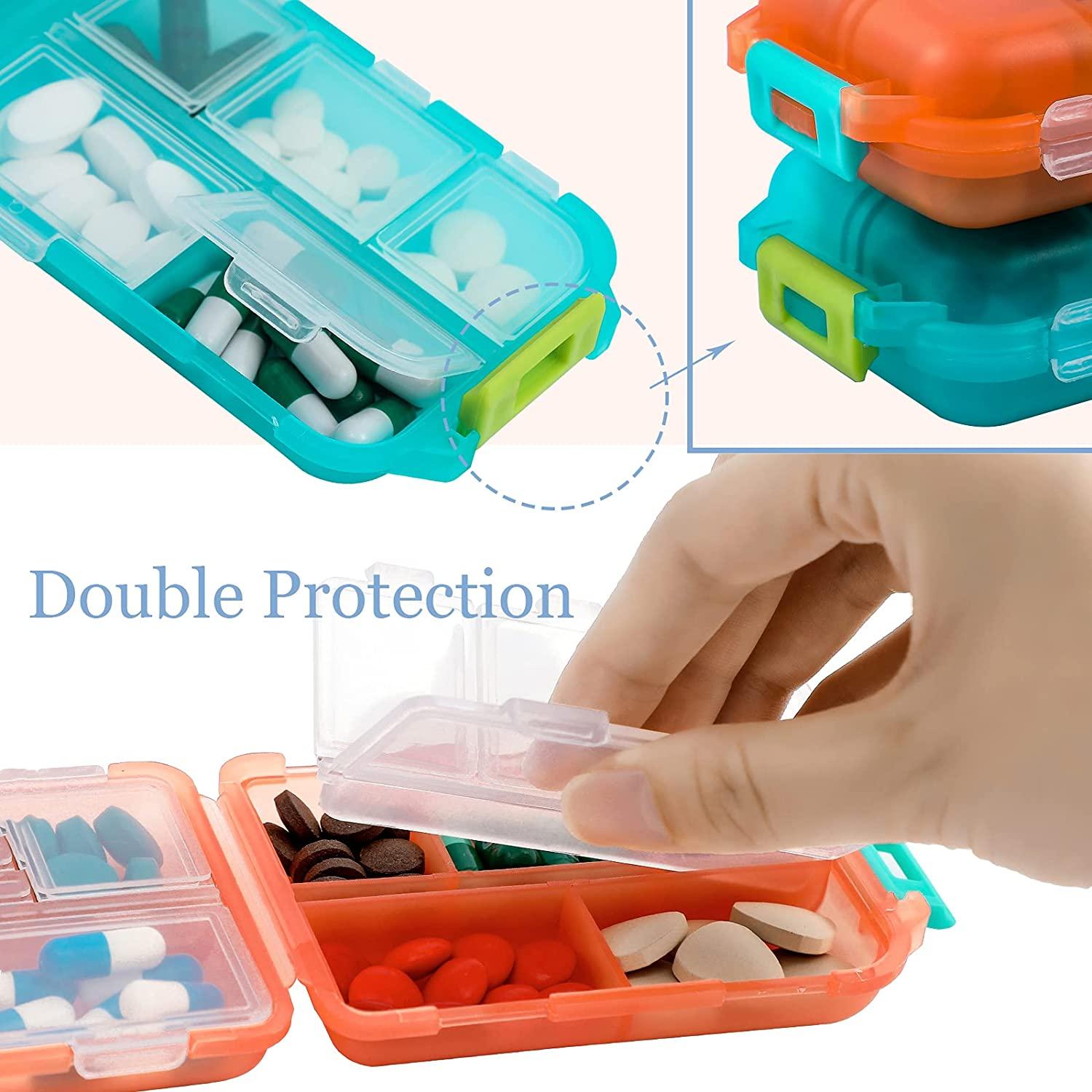 2 Pack Travel Pill Organizer Box for Vitamins and Medication - 10 ...