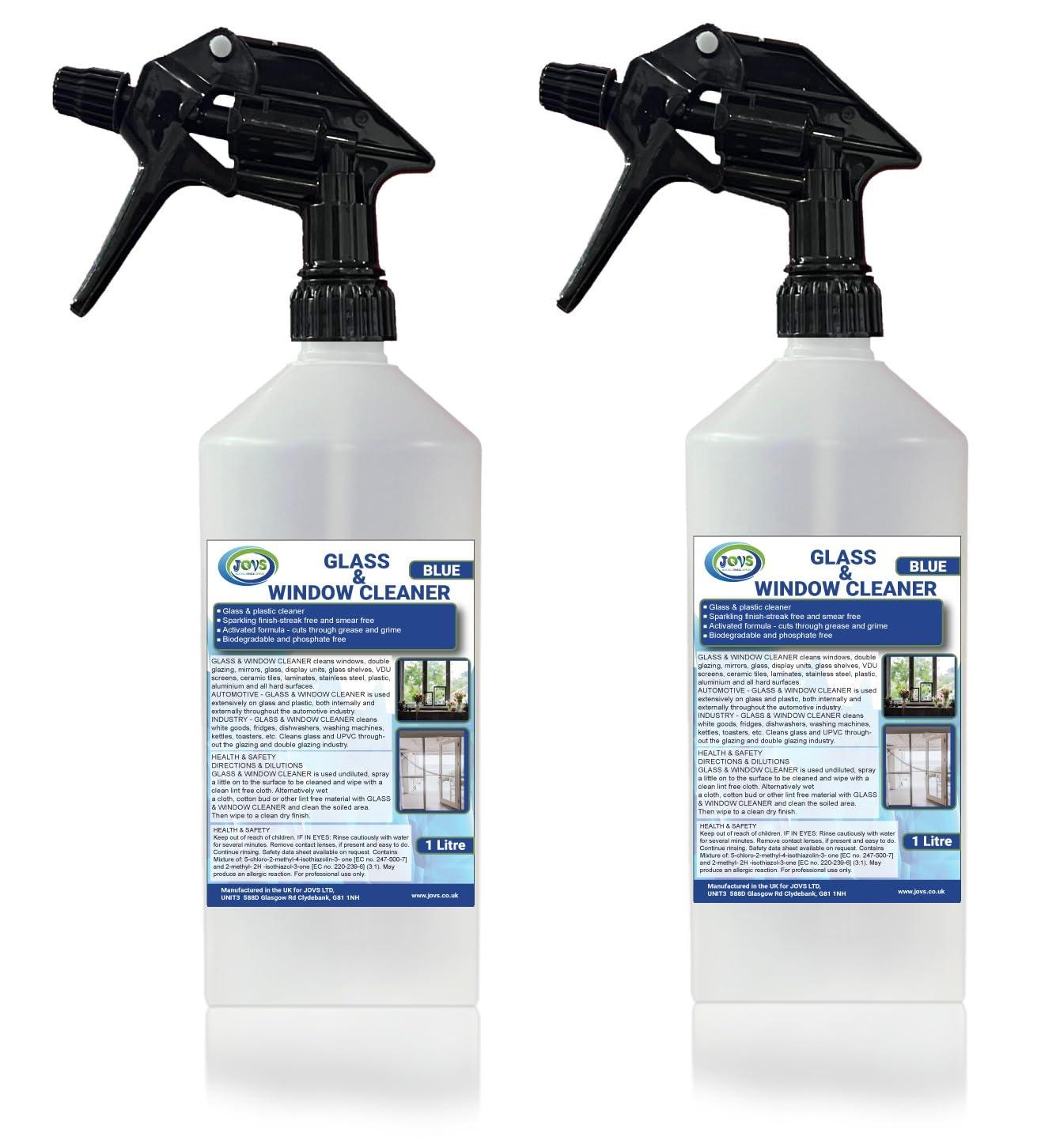 JOVS Glass and Window Cleaner (2 X 1L)- Shower Glass Mirror Window ...