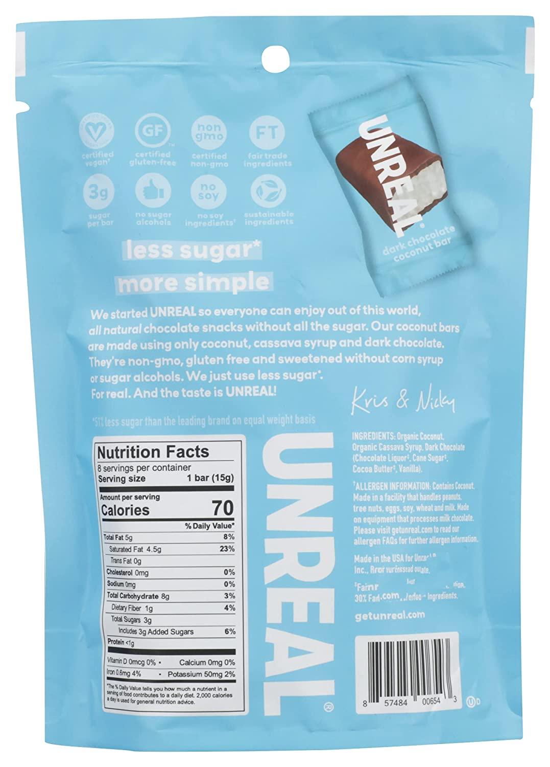 Unreal Coconut Bars Dark Chocolate - 4.2 oz | Delicious Vegan Snack ...