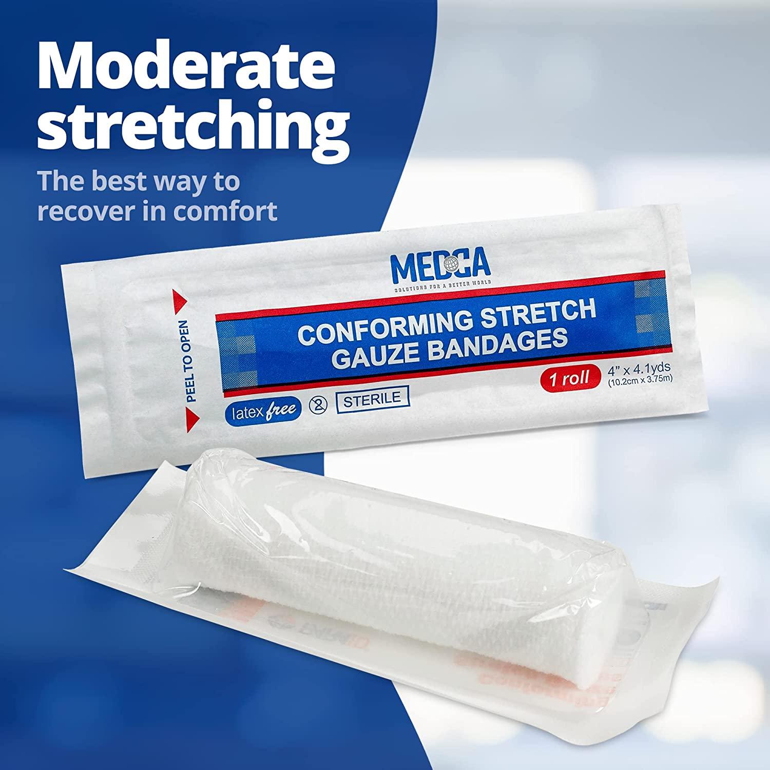 Sterile Medical Grade Gauze Bandage Rolls - 4 Yards per Roll - 4 Inch ...
