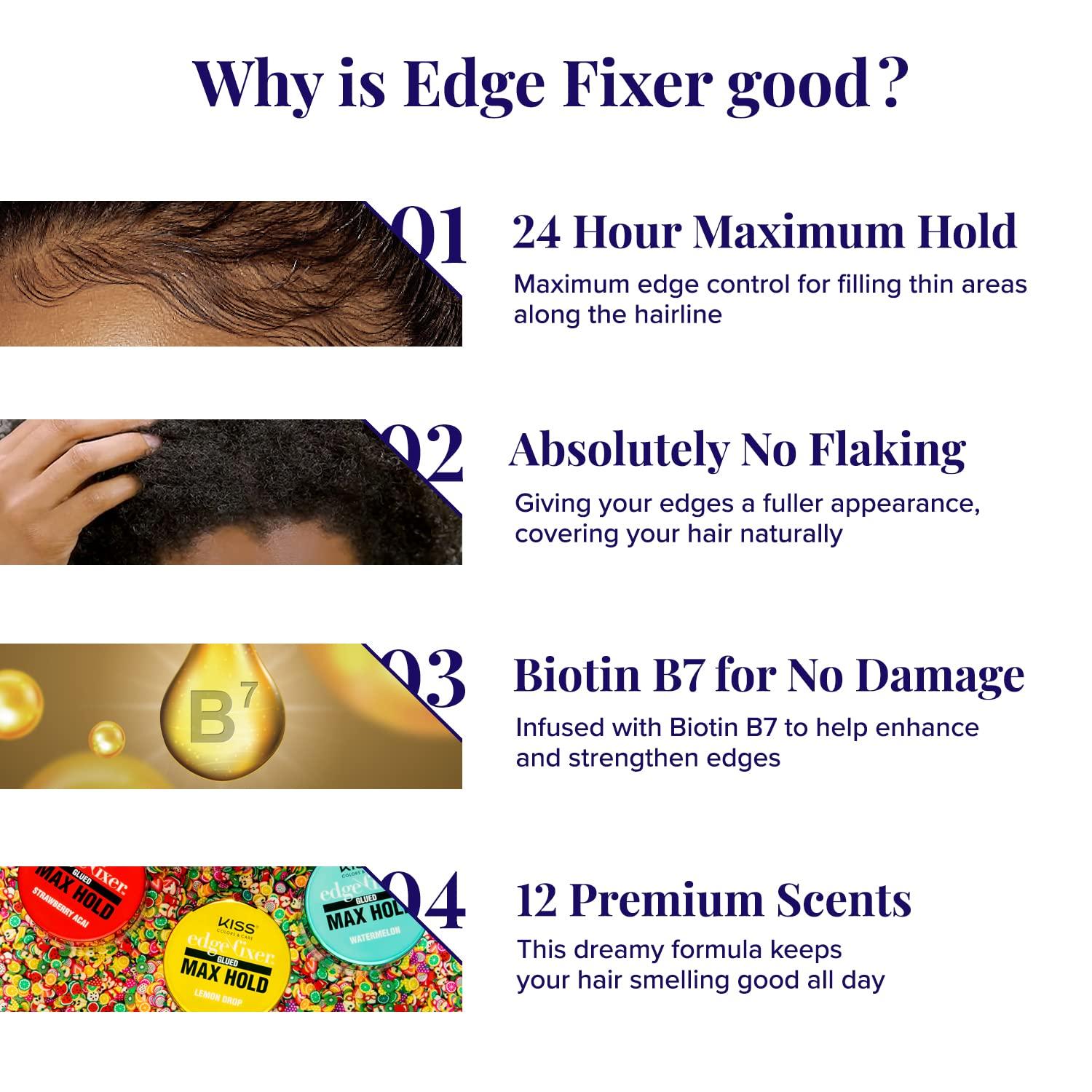 Red by Kiss Edge Fixer 24 Hour Maximum Hold Edge Wax with Biotin B7 ...