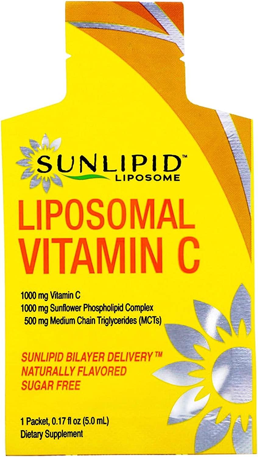 SunLipid Liposomal Vitamin C - Naturally Flavored 30 Packets (5ml Each) - Boost Immunity ...