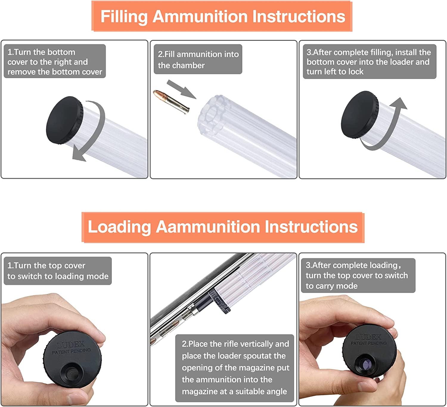 Ludex Rifle Tubular 176 Round Speed Loader for .22/.17 Ammo - Designed ...