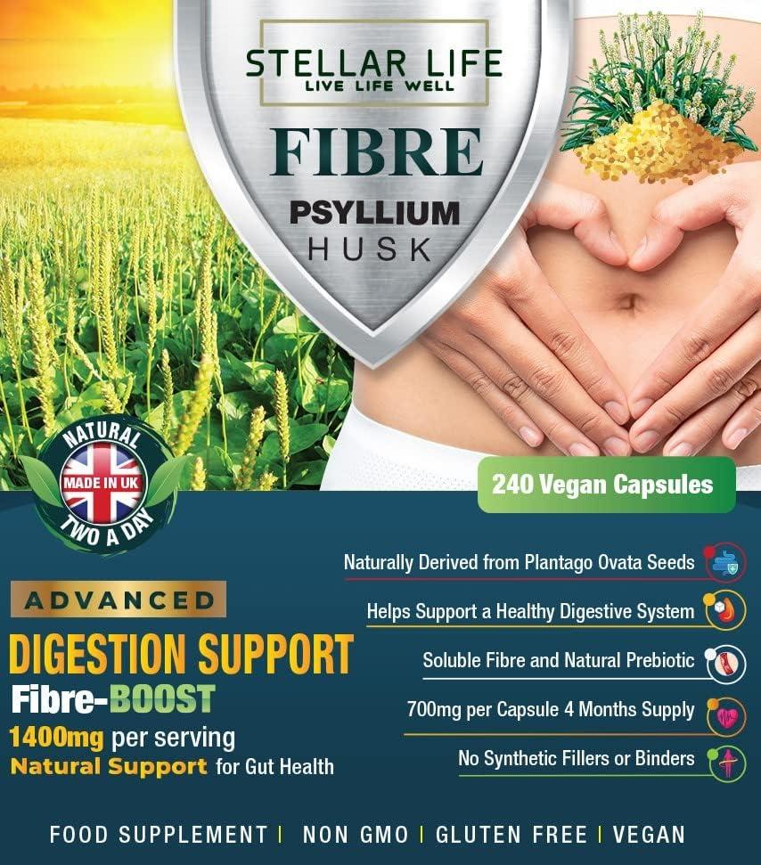 Psyllium Husk Fibre Supplement 1400mg - High Soluble Fibre, Vegan ...