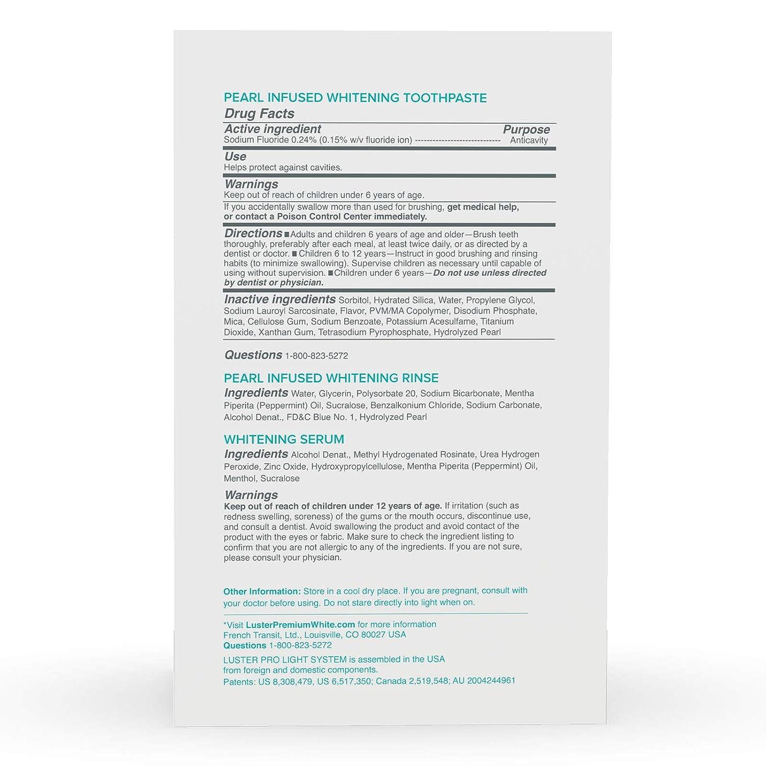 LUSTER PREMIUM WHITE Pearl Infused Pro Light Teeth Whitening System ...