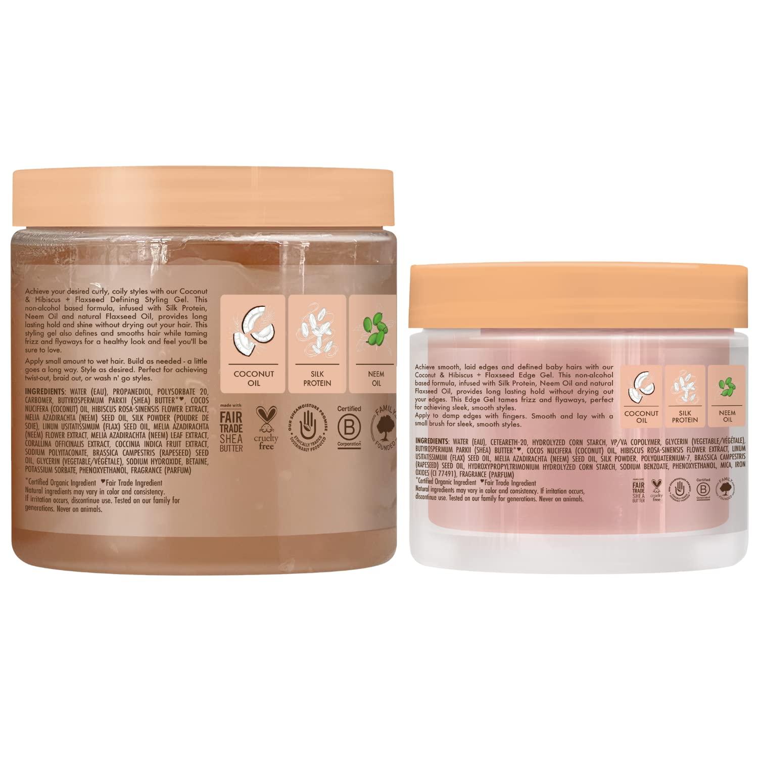 SheaMoisture Coconut & Hibiscus Styling Gel (15 oz) + Flaxseed Edge ...