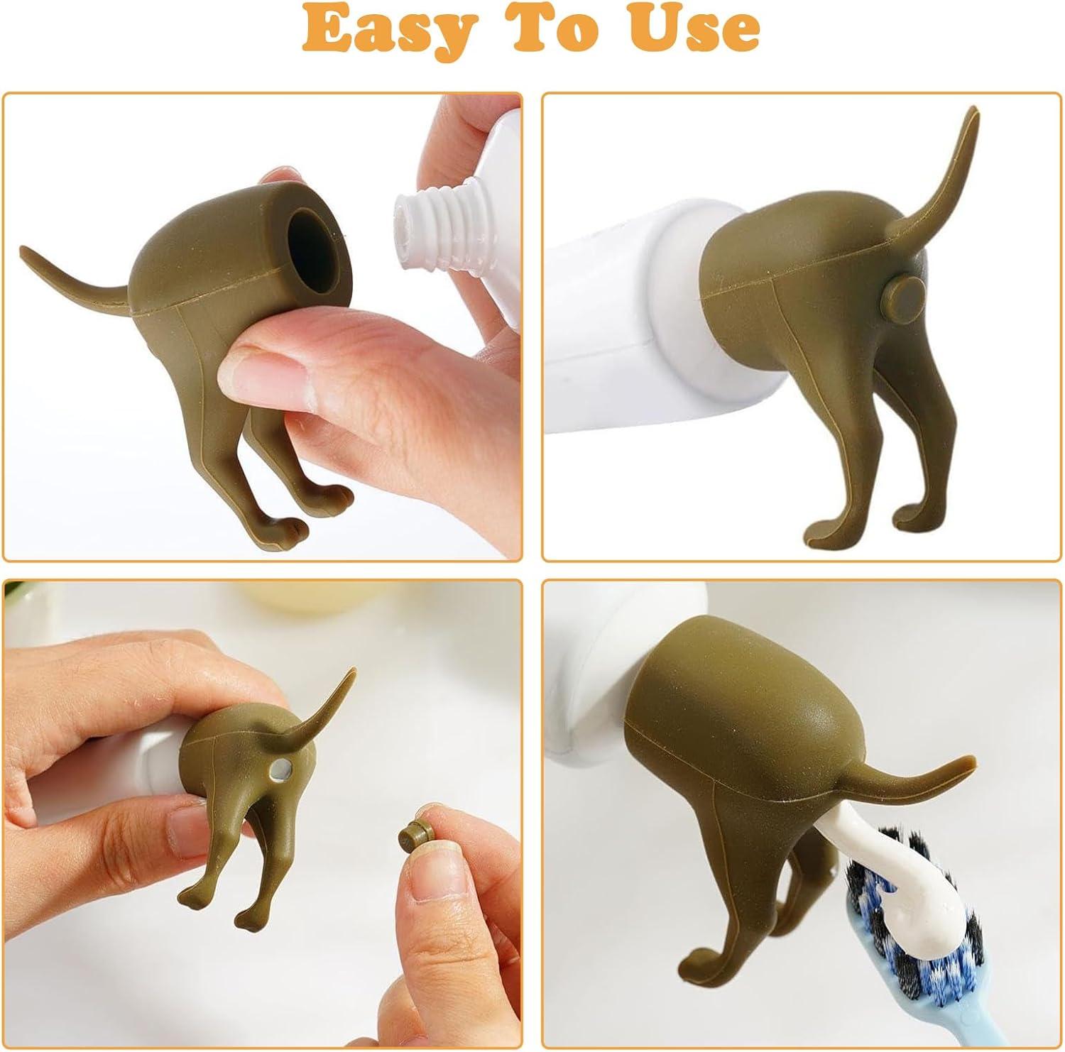 IJHYGD 3 PCs Funny Toothpaste Dispenser & Pooping Dog Butt Caps - Fun ...