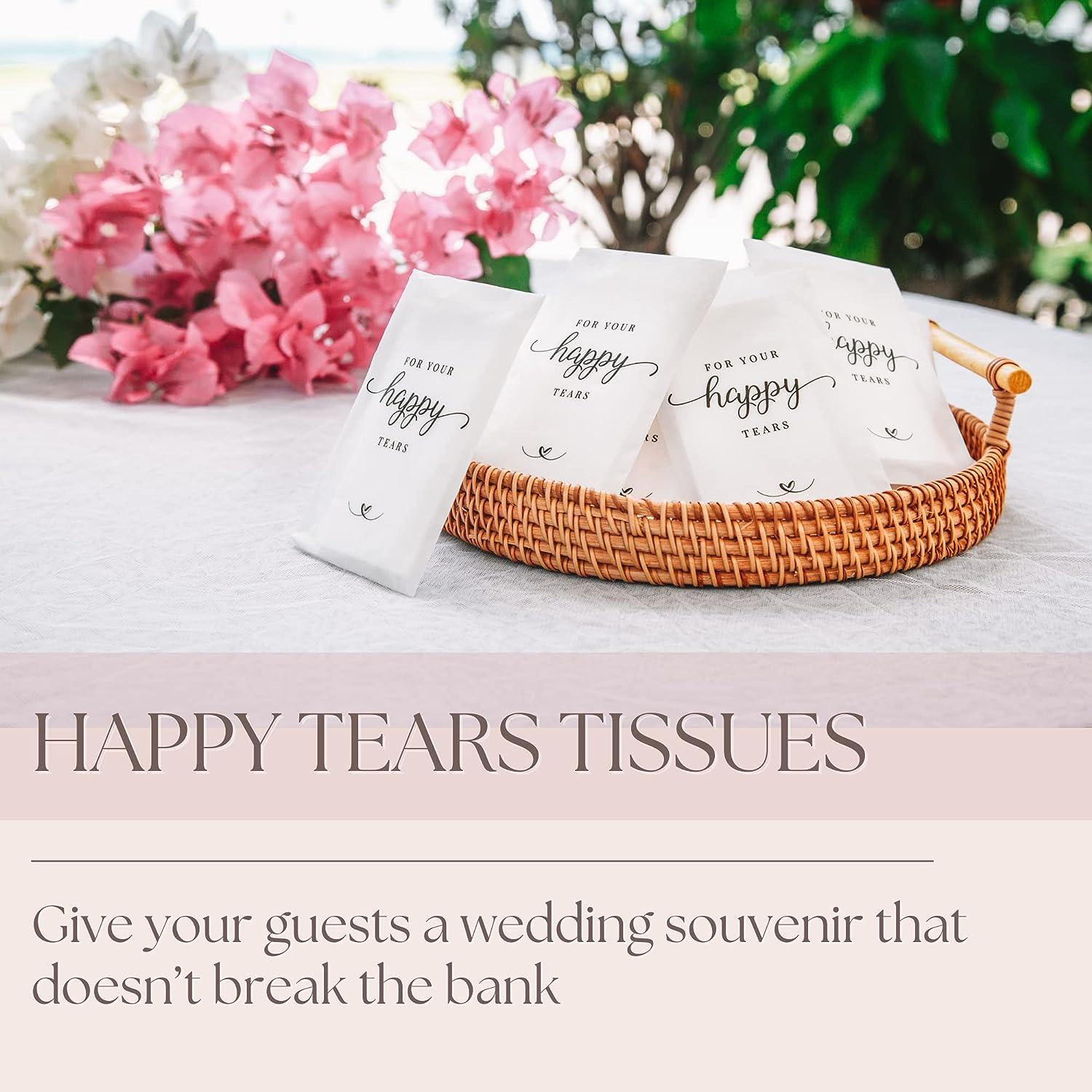 Wedding Tissues Packs for Guests - Set of 20 Happy Tears Tissues ...