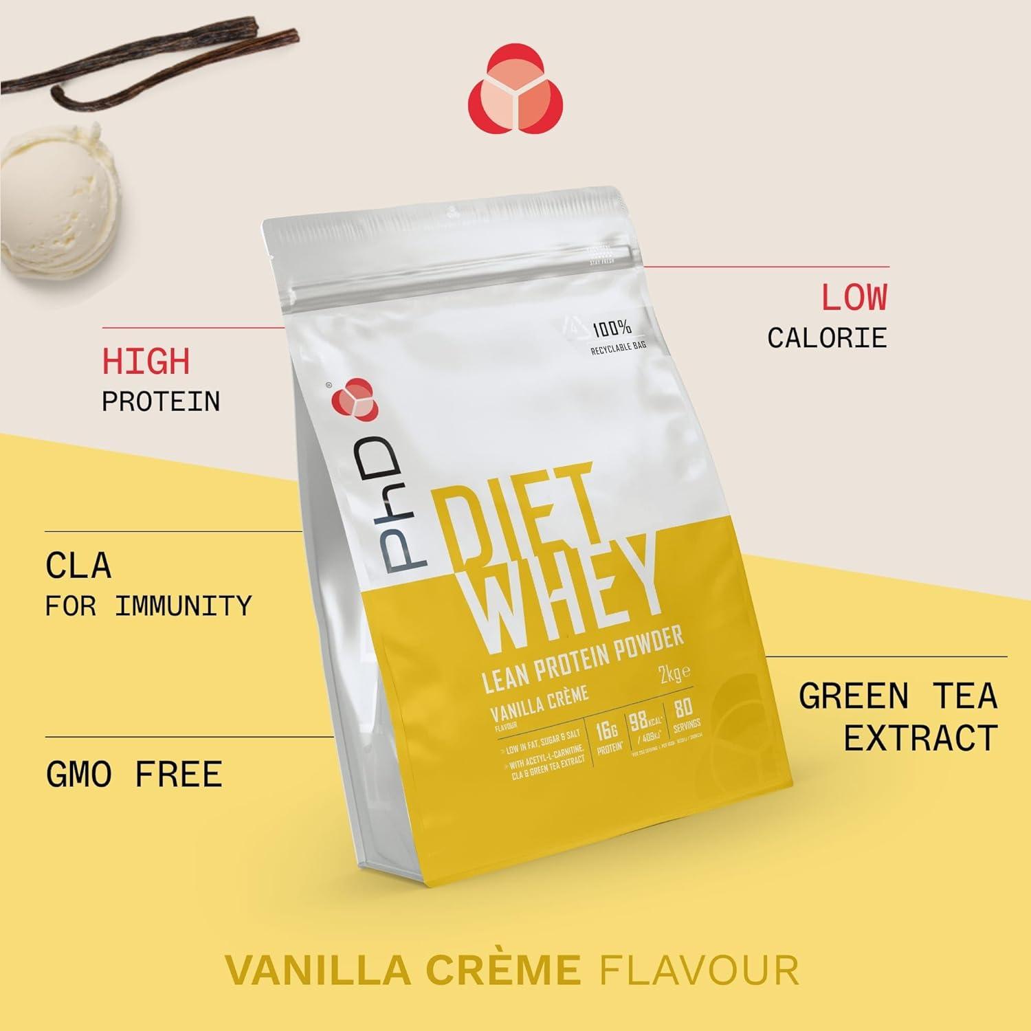 PhD Nutrition Diet Whey Vanilla Cr me Protein Powder - 40 Servings (1kg ...
