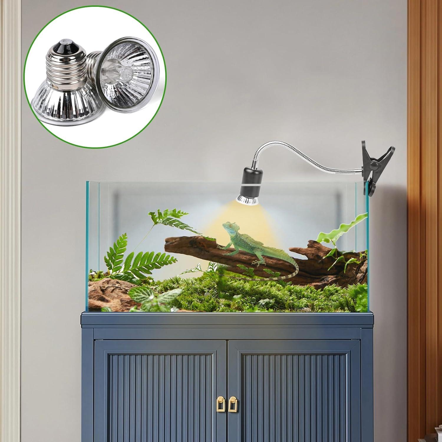 Premium Wine Turtle Heat Lamp with UVA UVB Basking Spot Bulb 360 Swivel ...