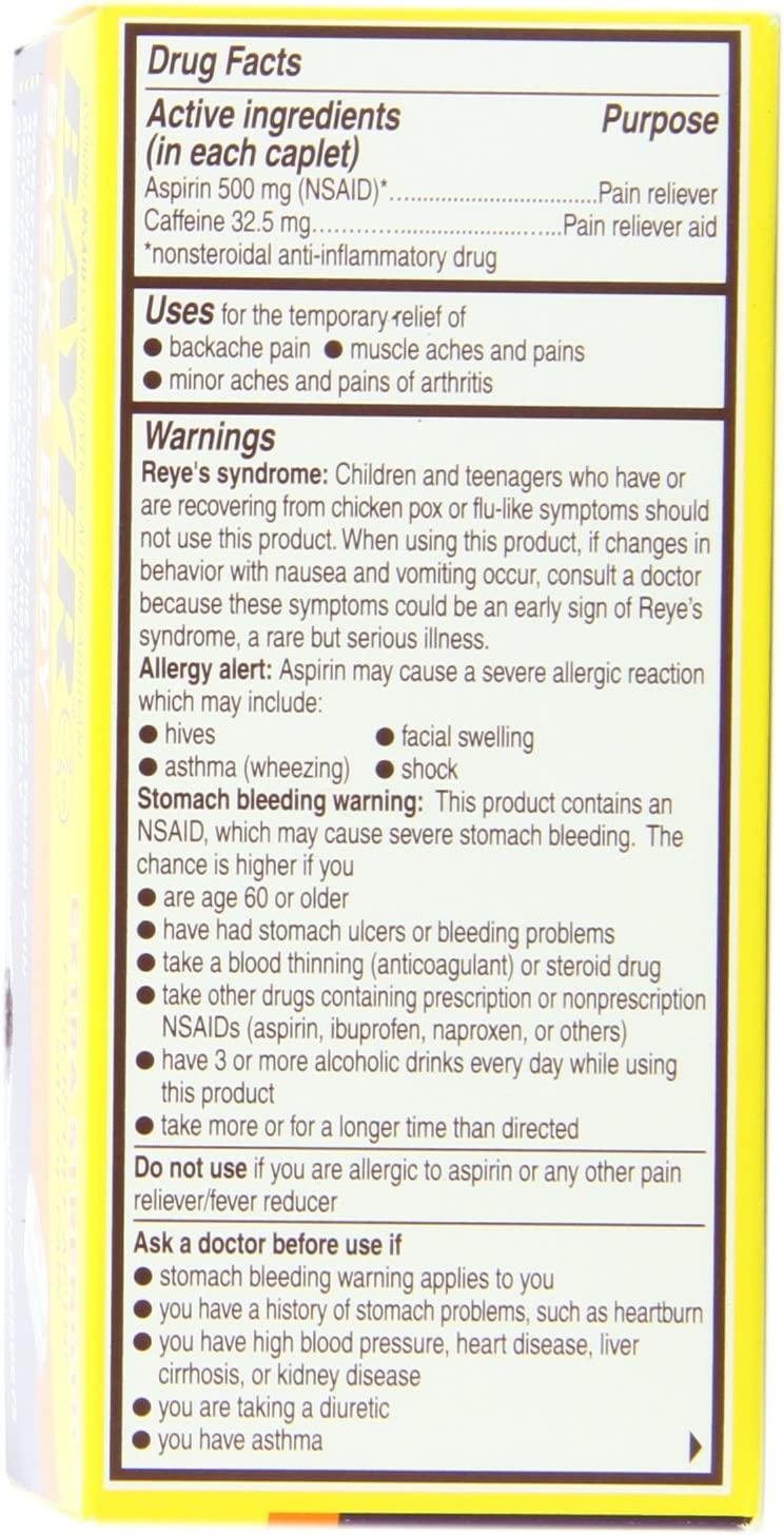 Bayer Extra Strength Back & Body Caplets 500mg - 100 Count Pack for ...