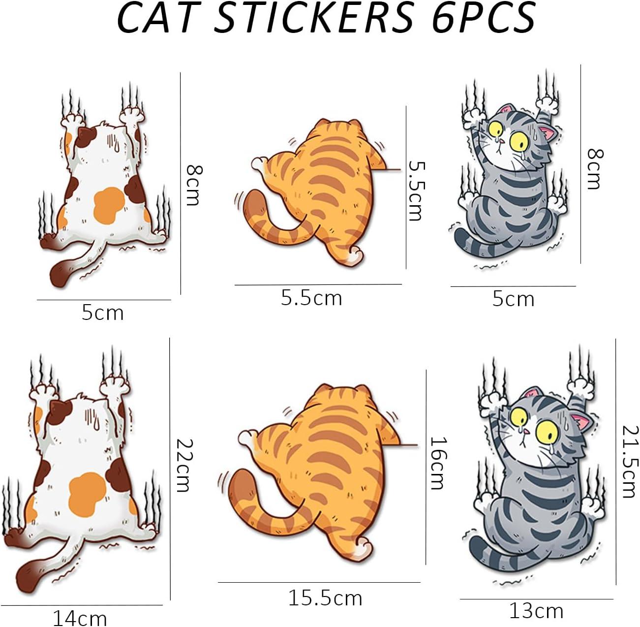 Funny Cat Bumper Stickers Set - 6 Cartoon Decorative 3D Animal Stickers ...