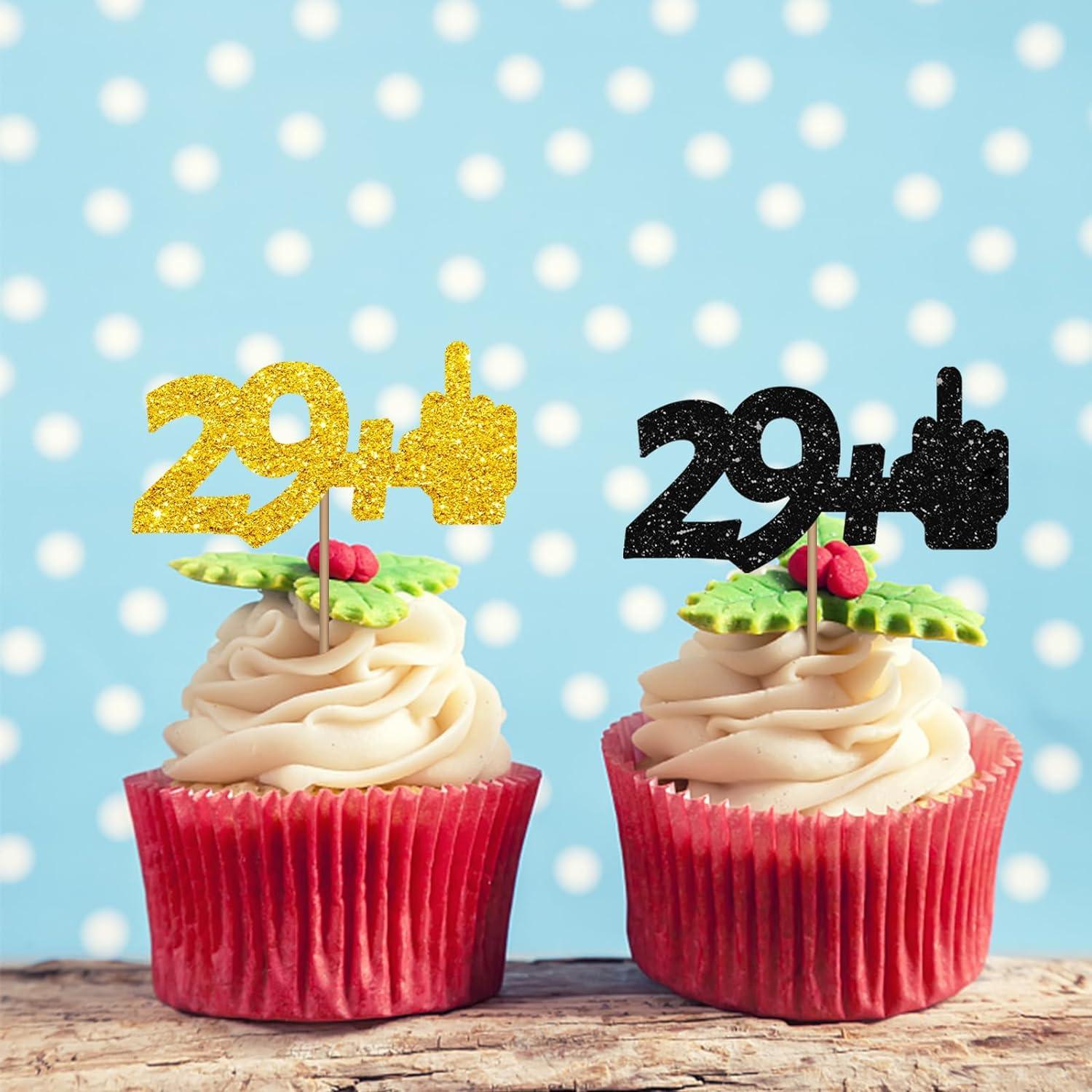 29+1 Cupcake Toppers Middle Finger Happy 30th Birthday Cupcake Toppers ...